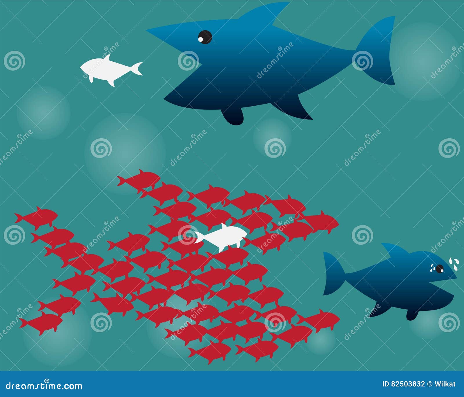 Teamwork Concept,Big Fish Chasing Small Fish Stock Vector ...