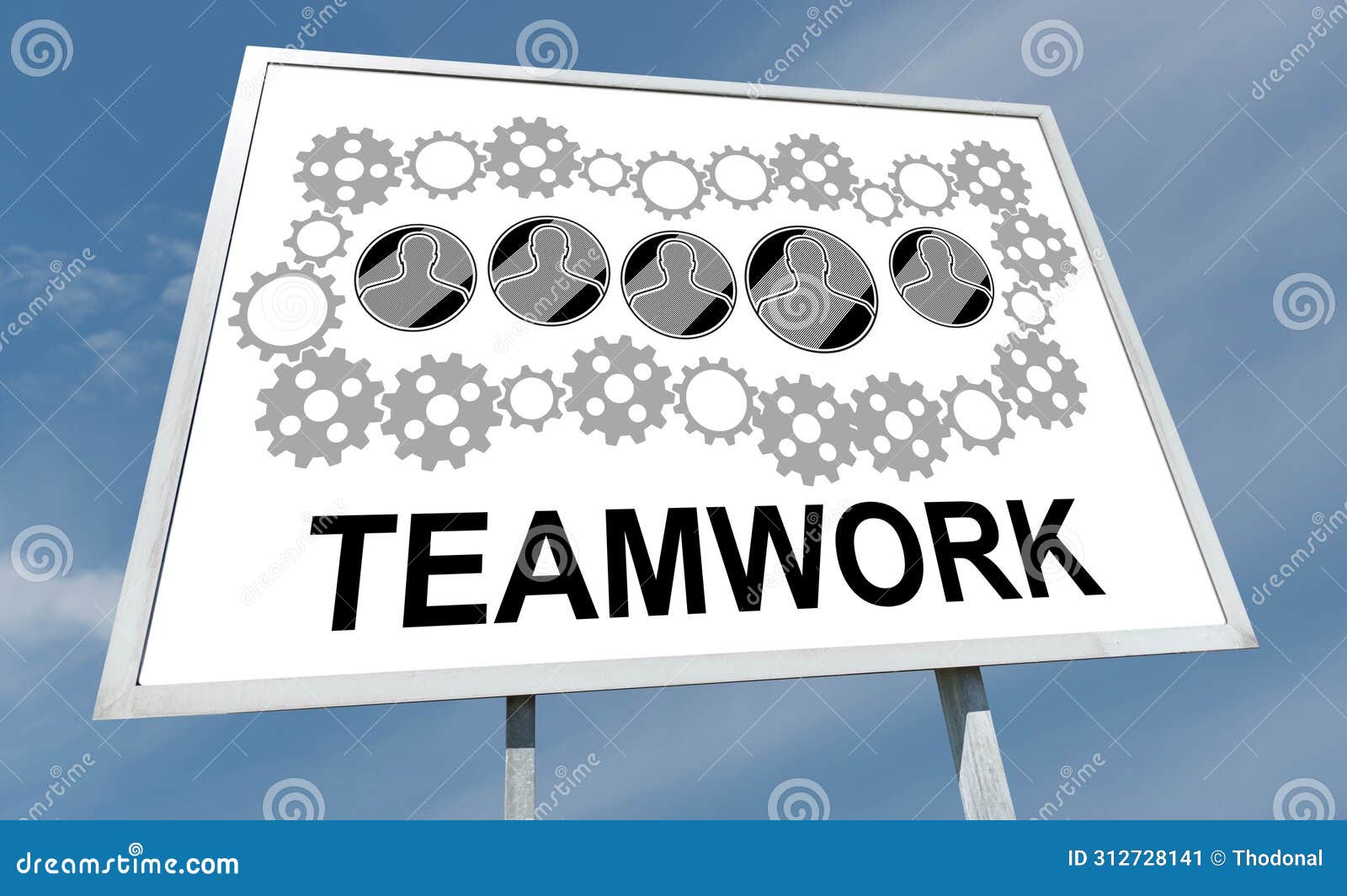 Teamwork Concept on a Billboard Stock Image - Image of together, team ...