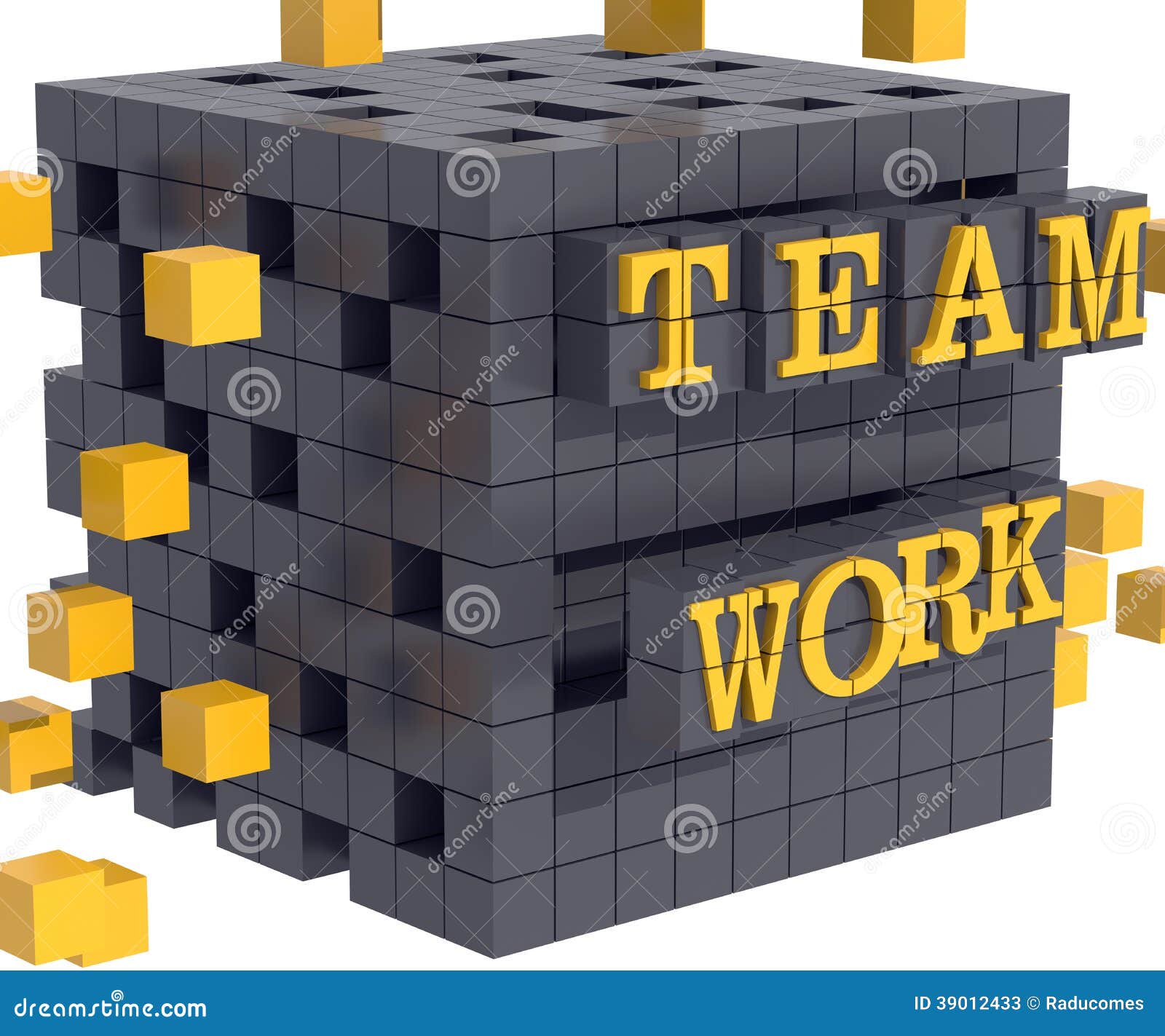 Teamwork Concept - Black Cube Assembly Stock Illustration ...