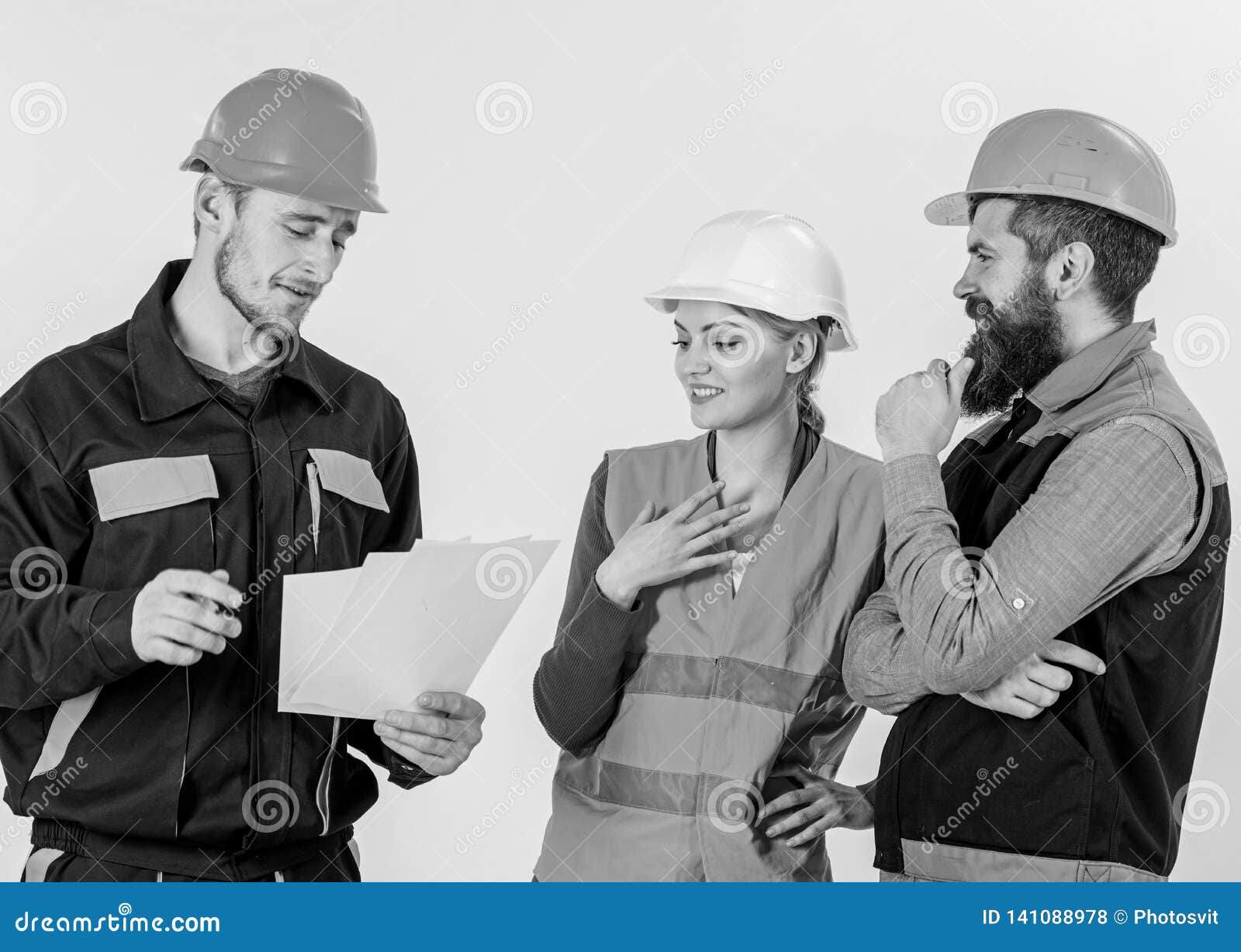Teamwork Concept. Builder and Engineer Speaking about Work, Stock Photo ...
