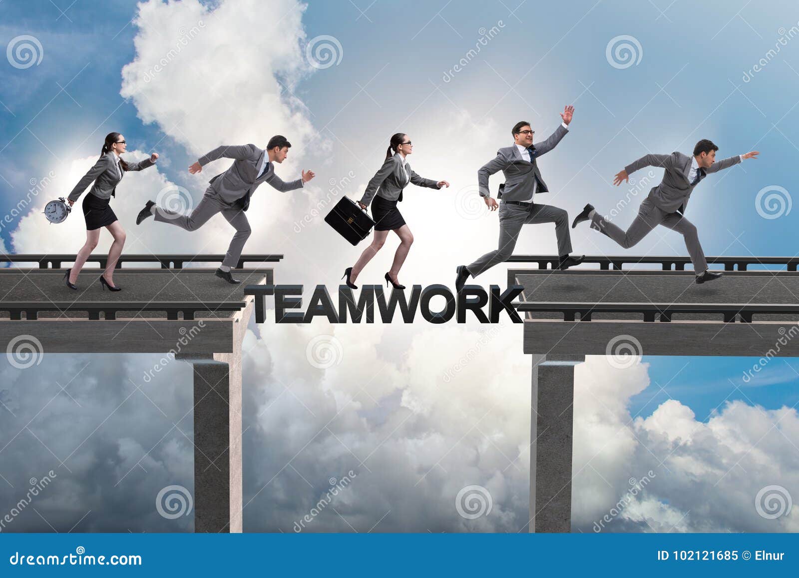 The Teamwork Concept with Business People Crossing Bridge Stock Image ...