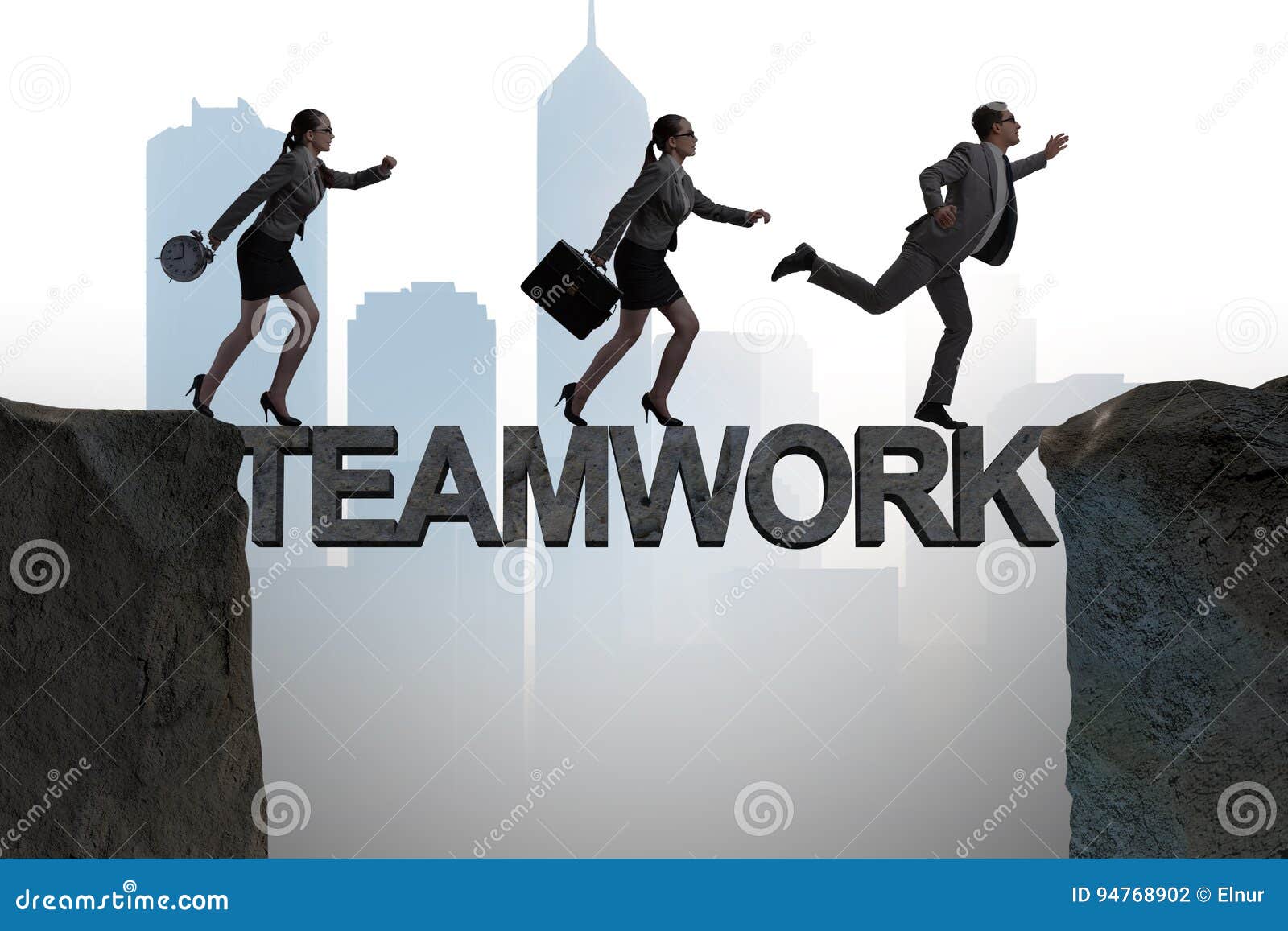 The Teamwork Concept with Business People Crossing Bridge Stock Photo ...