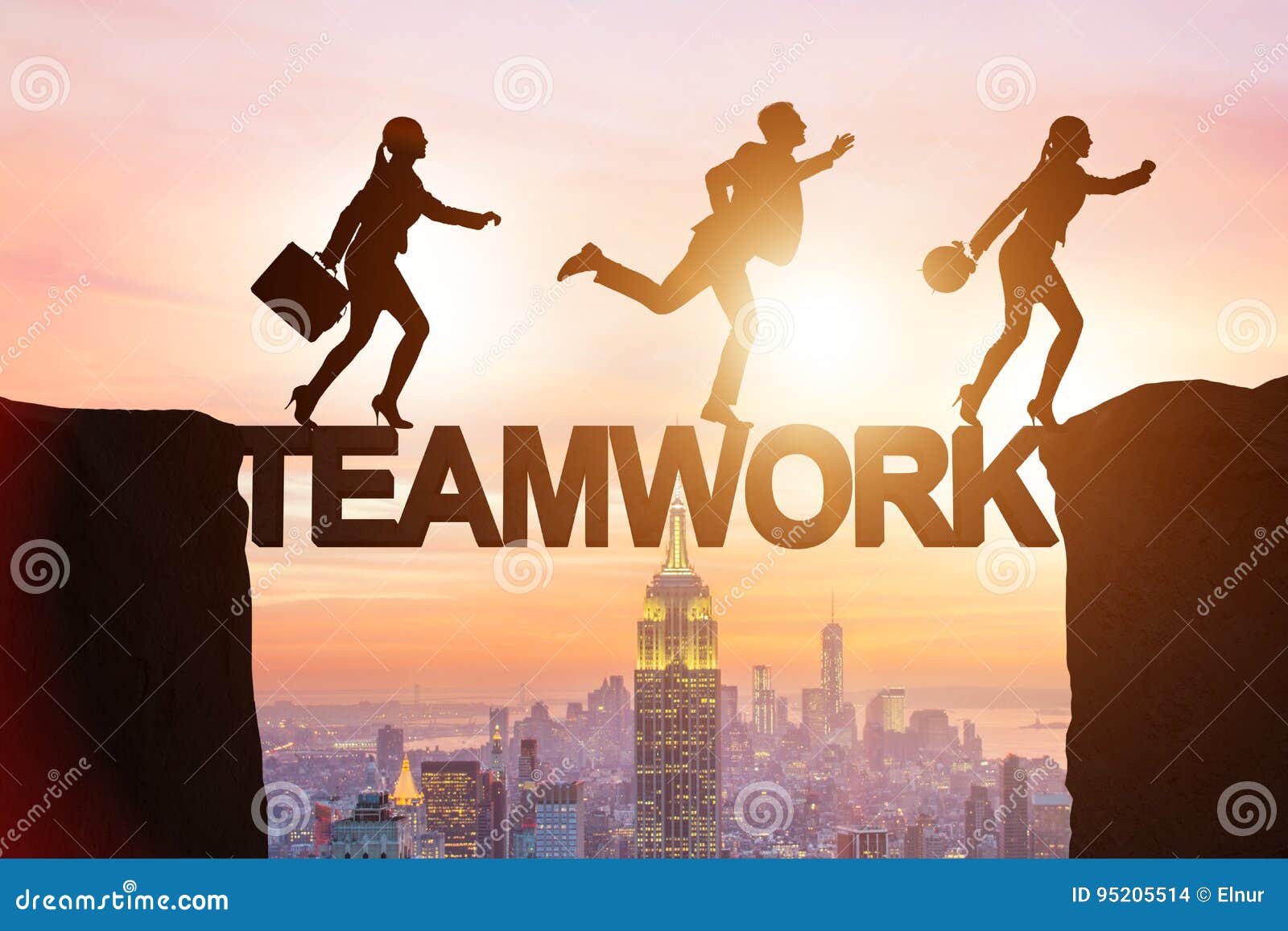 The Teamwork Concept with Business People Crossing Bridge Stock Photo ...
