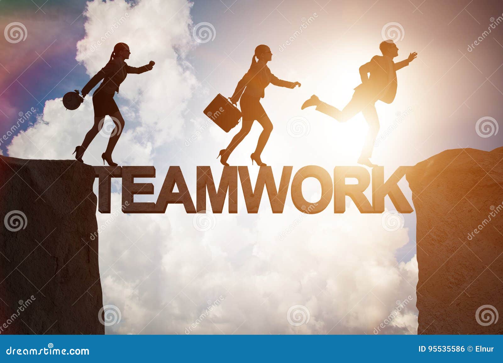 The Teamwork Concept with Business People Crossing Bridge Stock Photo ...