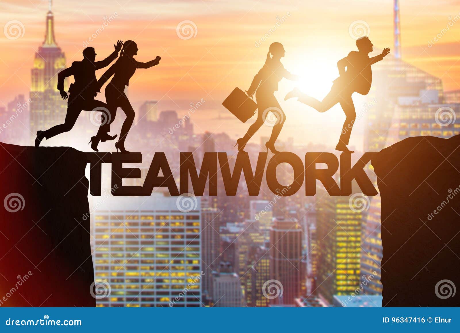 The Teamwork Concept with Business People Crossing Bridge Stock Photo ...