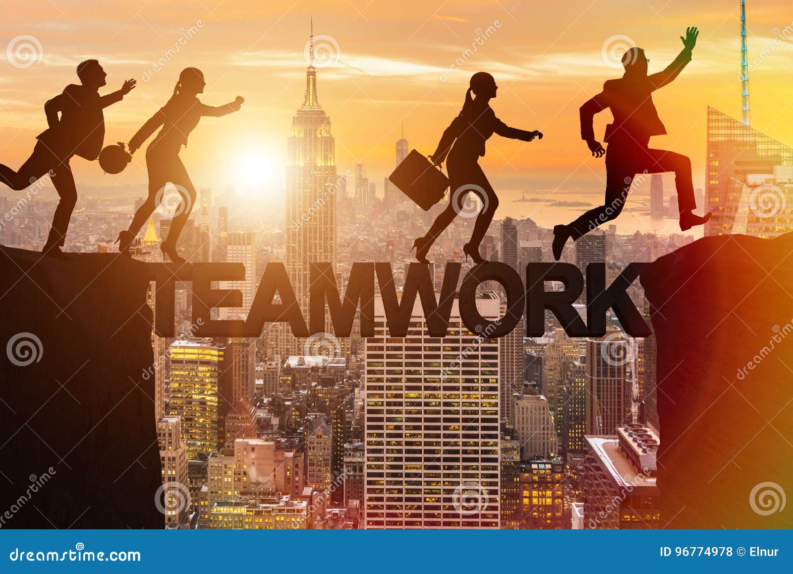 The Teamwork Concept with Business People Crossing Bridge Stock Photo ...