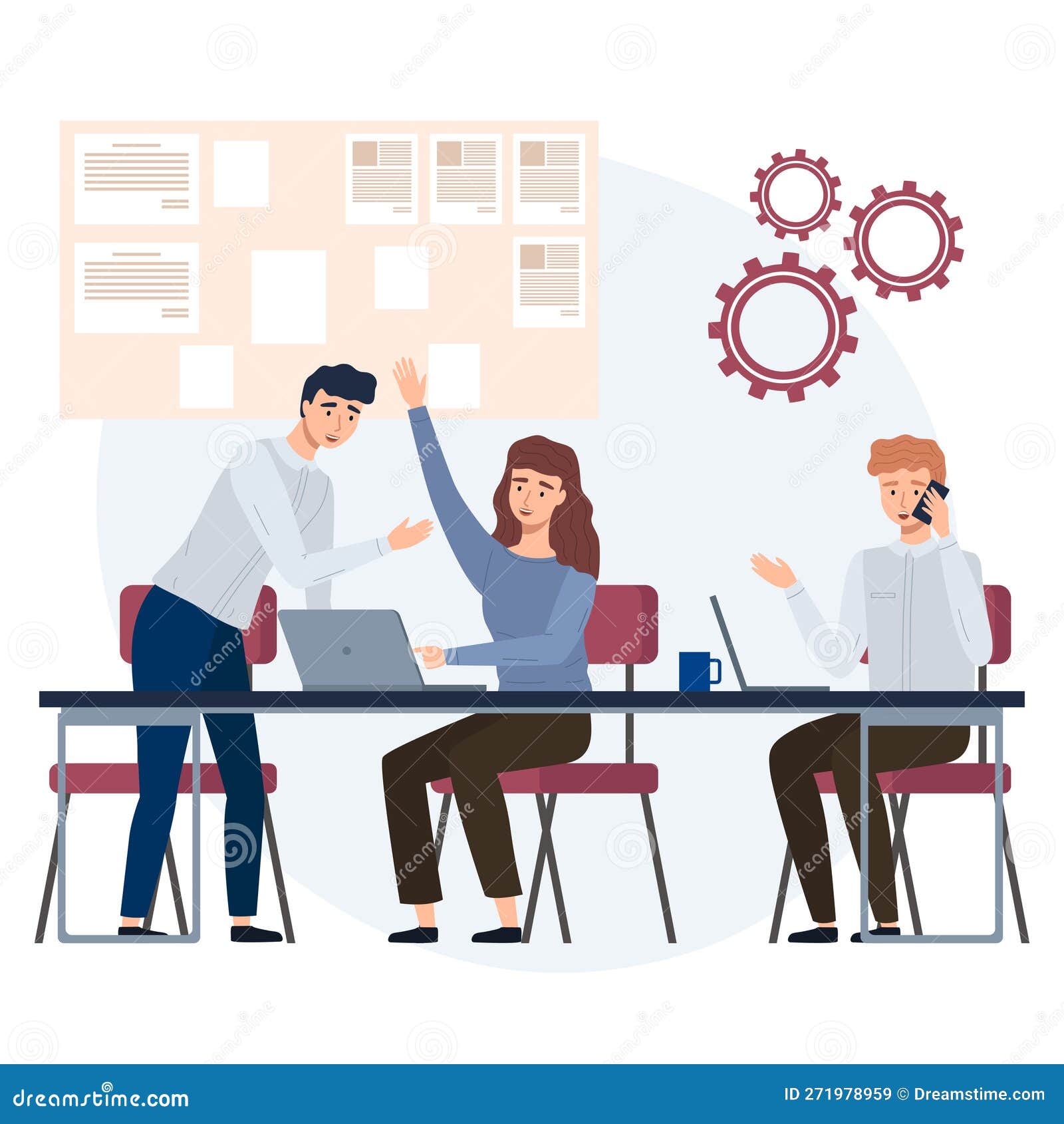 Teamwork Concept with Business People Solving Tasks Together, Sitting ... Teamwork Concept with Business People Solving Tasks Together, Sitting ...