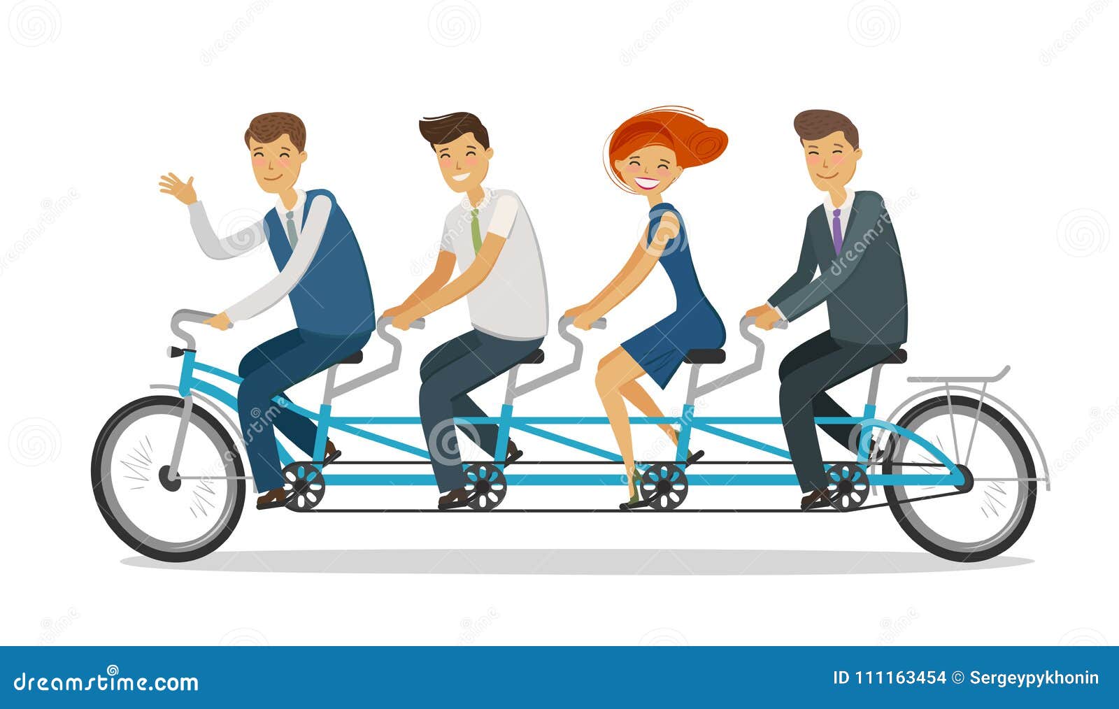 Teamwork Concept. Business People or Students Riding Tandem Bike ... Teamwork Concept. Business People or Students Riding Tandem Bike ...
