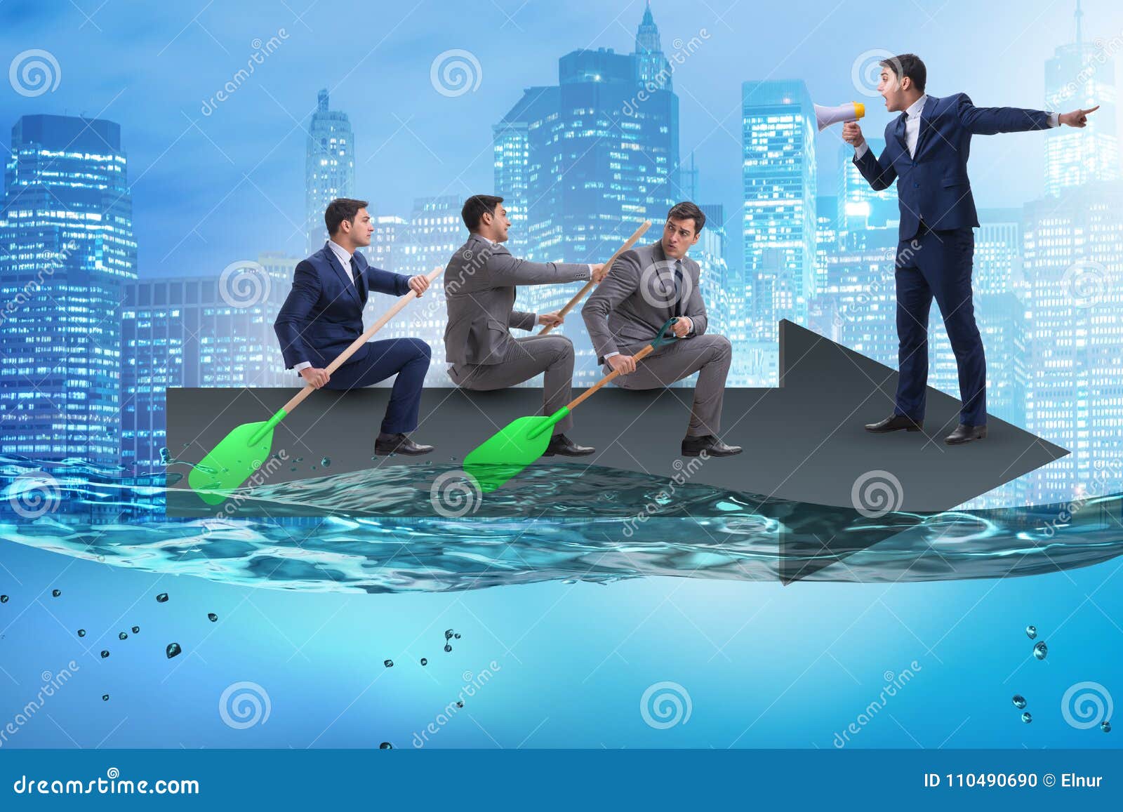 The Teamwork Concept with Businessmen on Boat Stock Photo - Image of ...