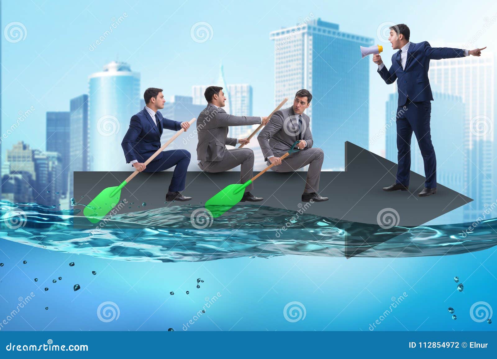 The Teamwork Concept with Businessmen on Boat Stock Photo - Image of ...