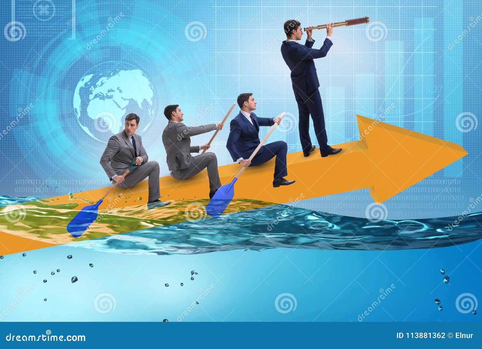 The Teamwork Concept with Businessmen on Boat Stock Photo - Image of ...