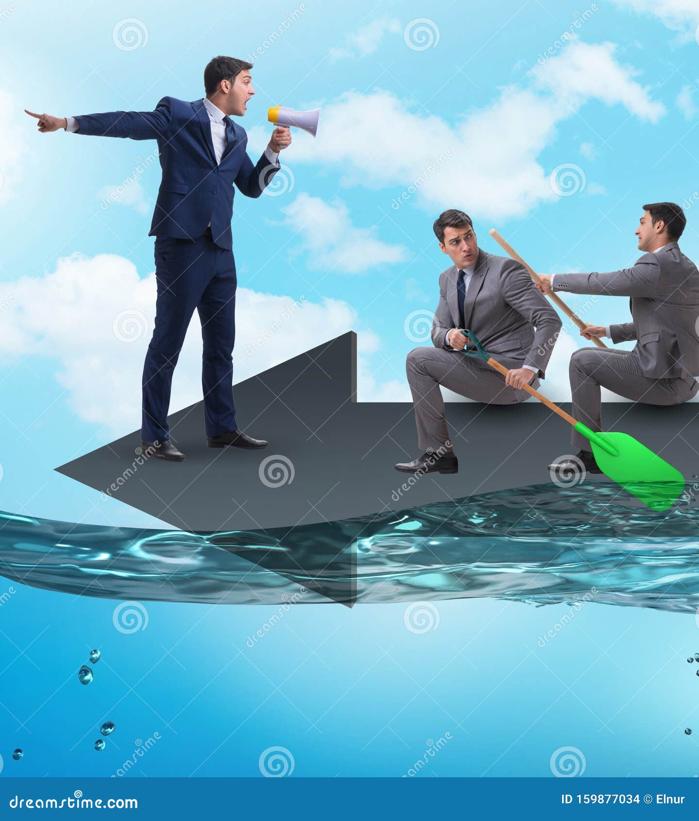 Teamwork Concept with Businessmen on Boat Stock Photo - Image of ...