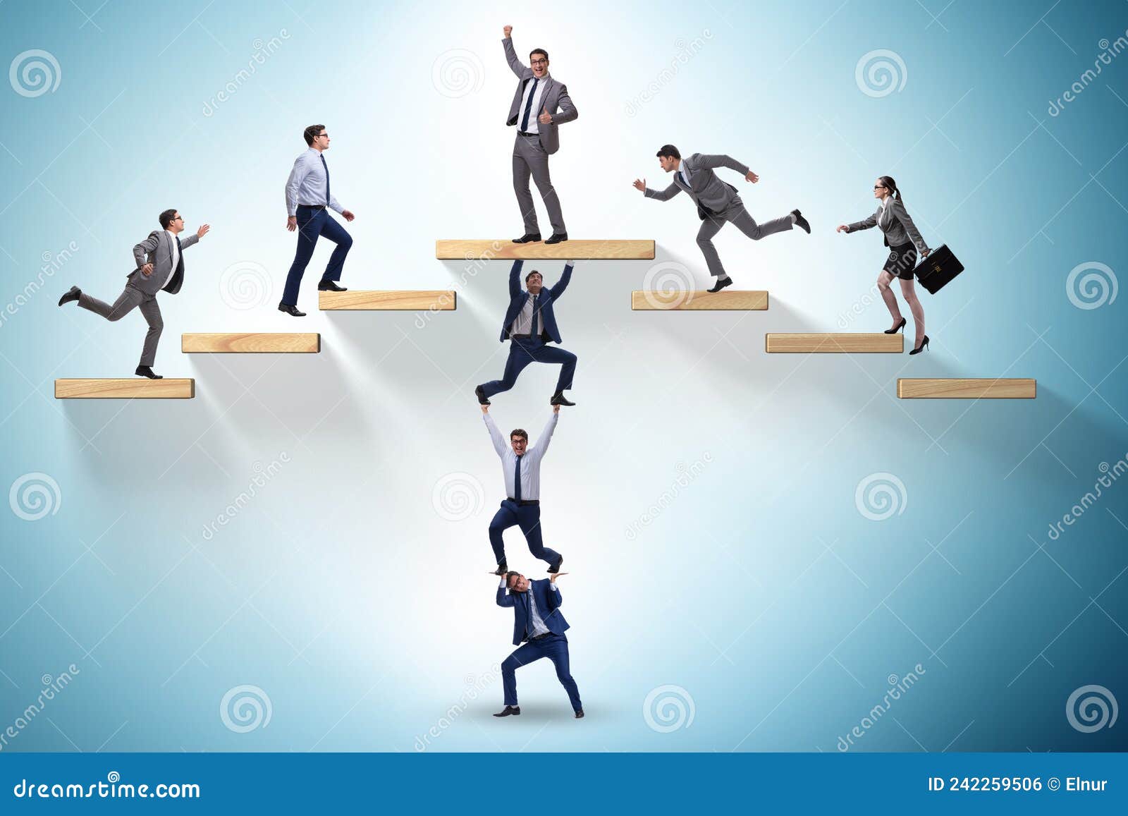 Teamwork Concept with Businessmen Helping Each Other Stock Photo ...