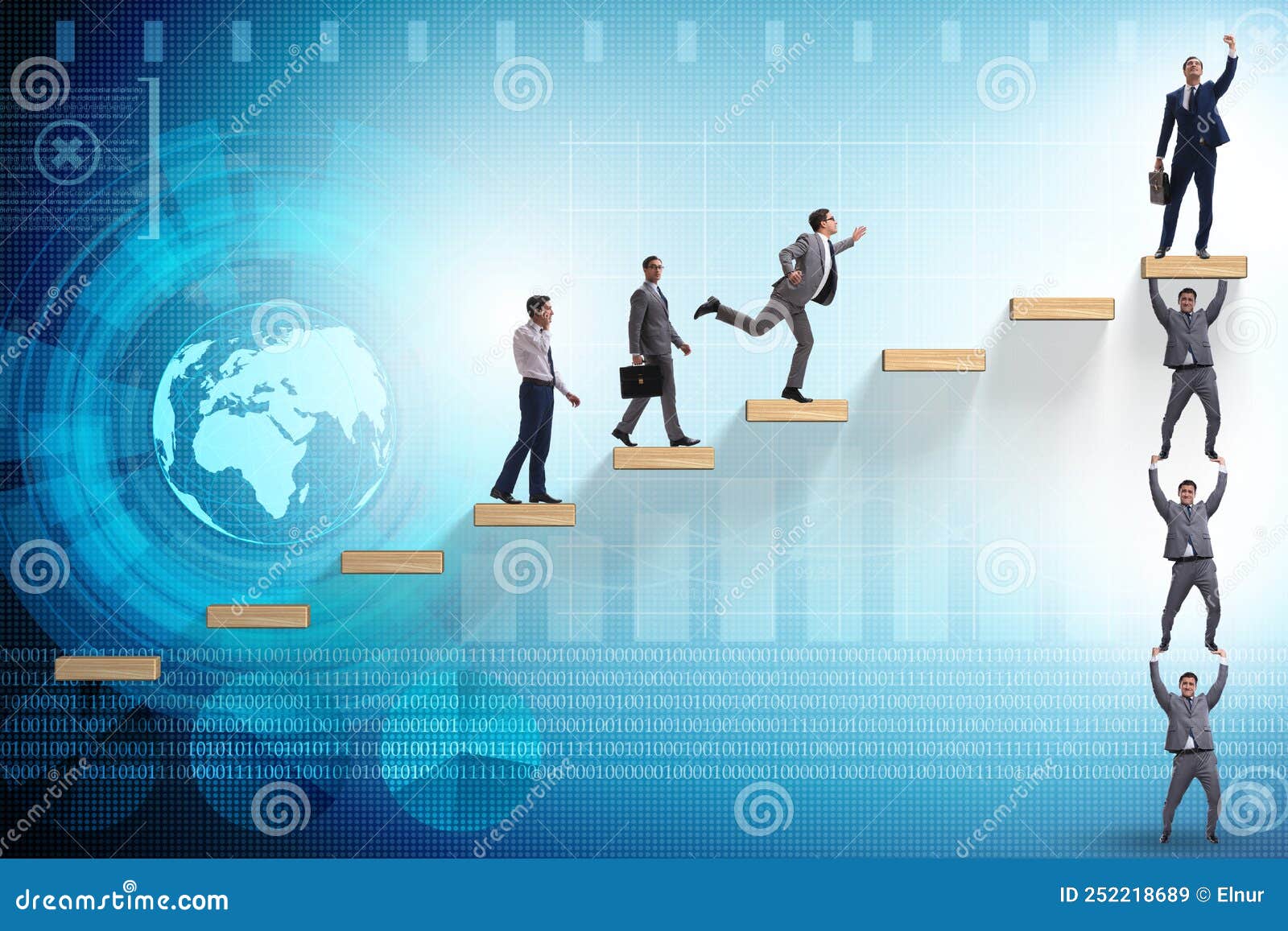 Teamwork Concept with Businessmen Helping Each Other Stock Illustration ...