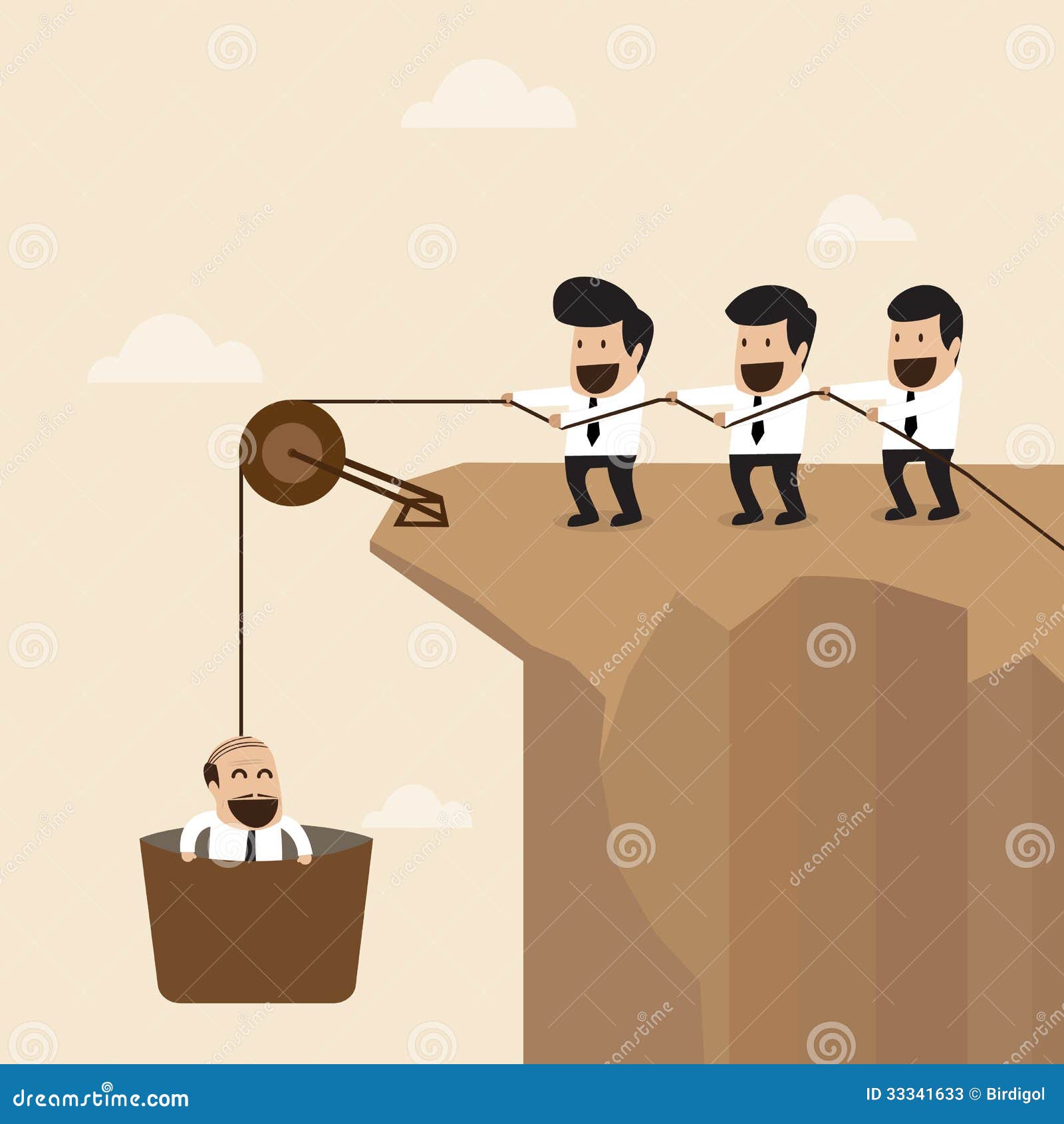 Teamwork Cliff Ledge Climb People Stock Illustration | CartoonDealer ...