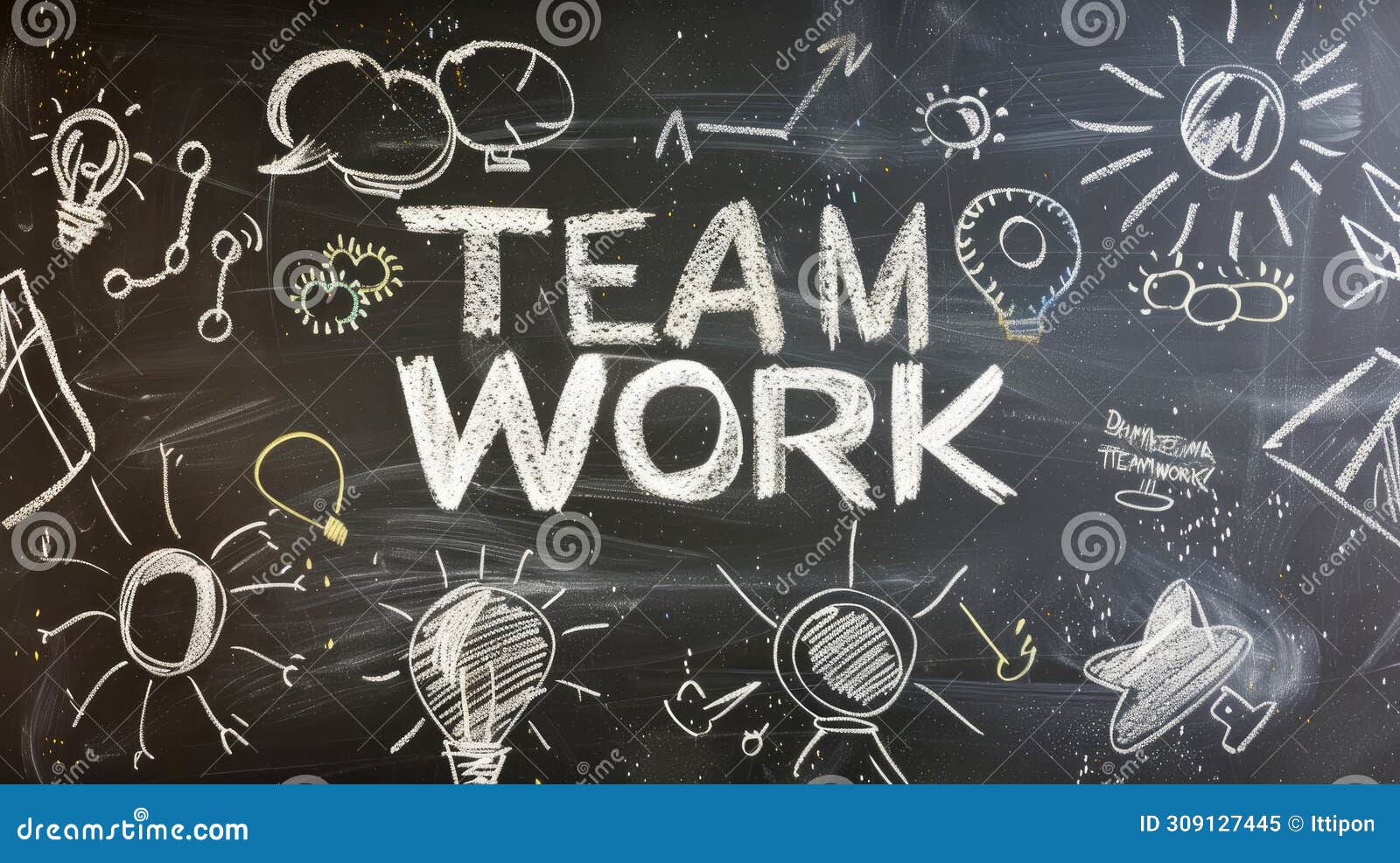 Teamwork Concept Chart on Black Board. Stock Illustration ...