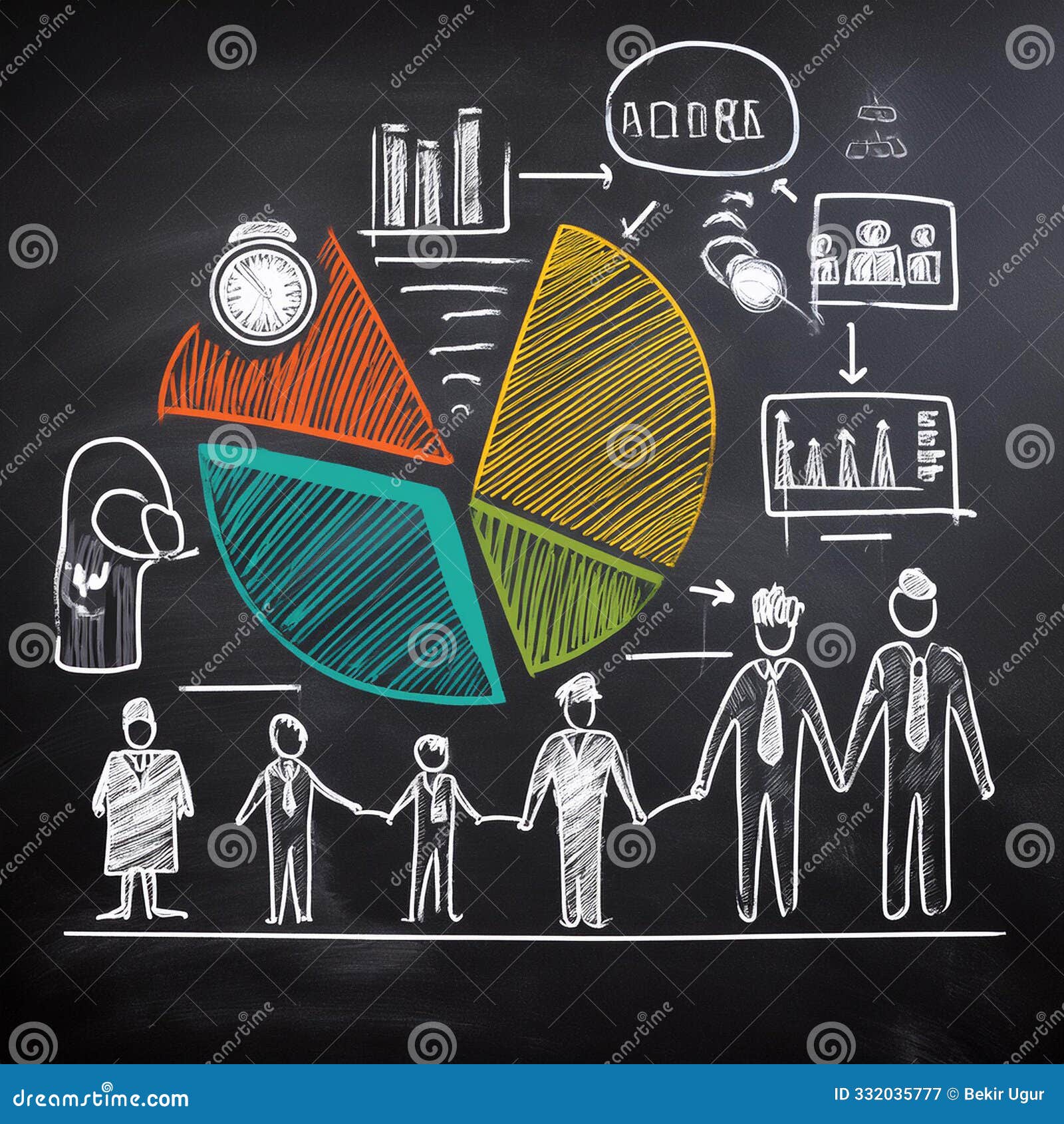 Teamwork Concept Chart with Business Elements Hand Drawn on Blackboard ... Teamwork Concept Chart with Business Elements Hand Drawn on Blackboard ...