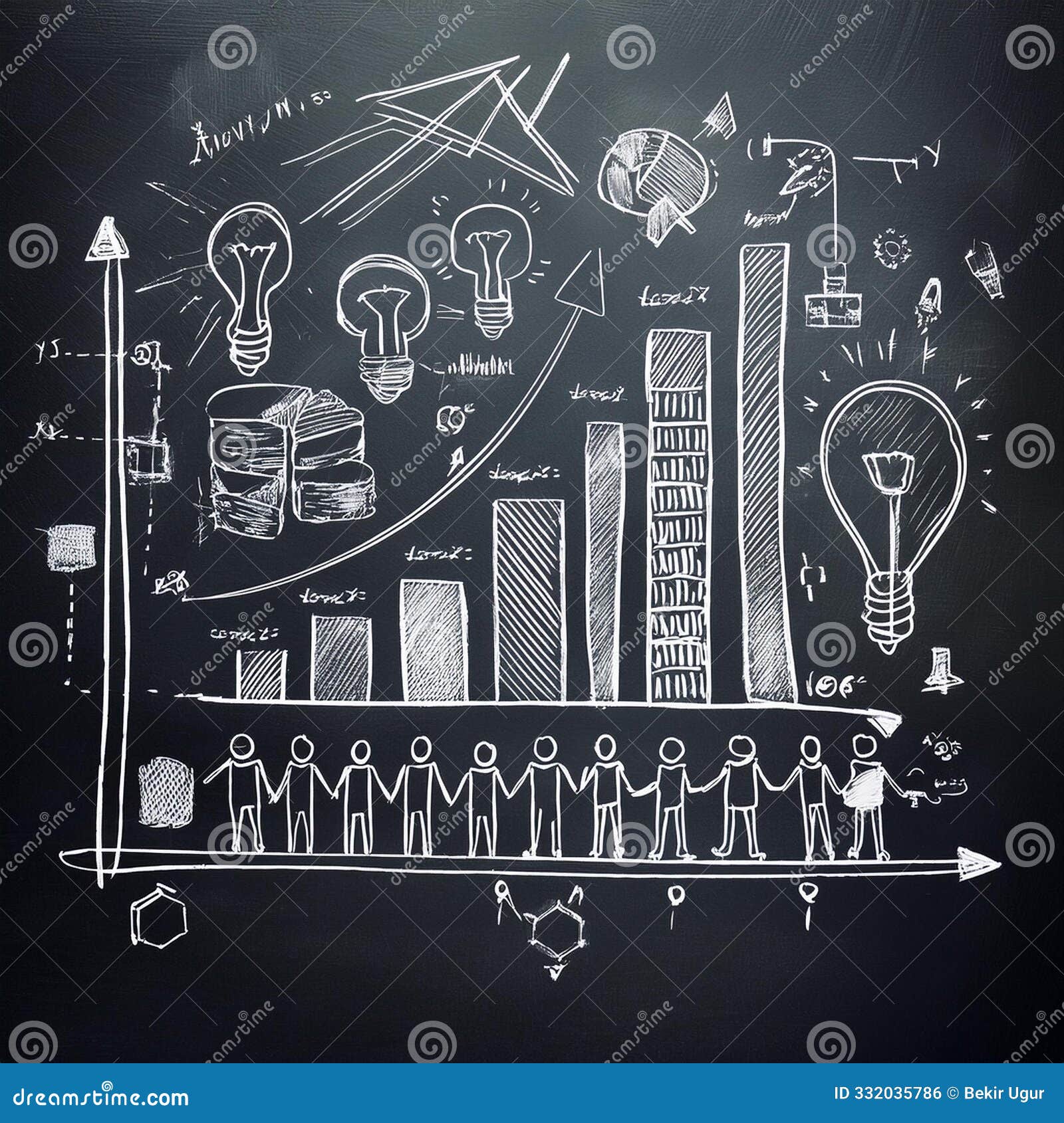 Teamwork Concept Chart with Business Elements Hand Drawn on Blackboard ... Teamwork Concept Chart with Business Elements Hand Drawn on Blackboard ...