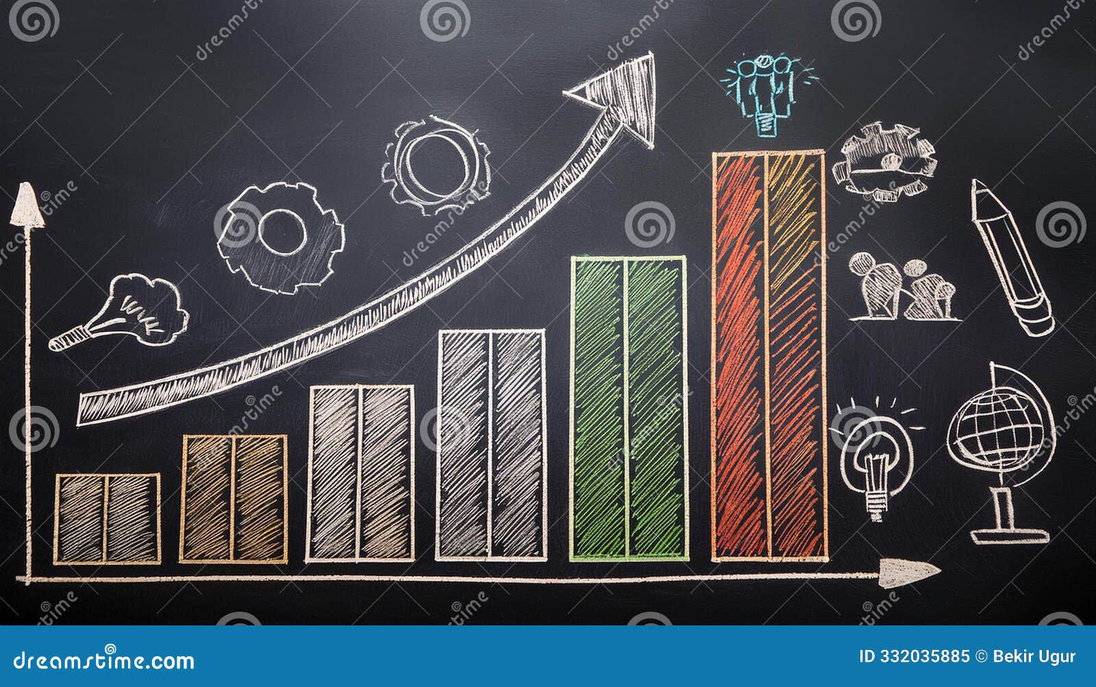 Teamwork Concept Chart with Business Elements Hand Drawn on Blackboard ...