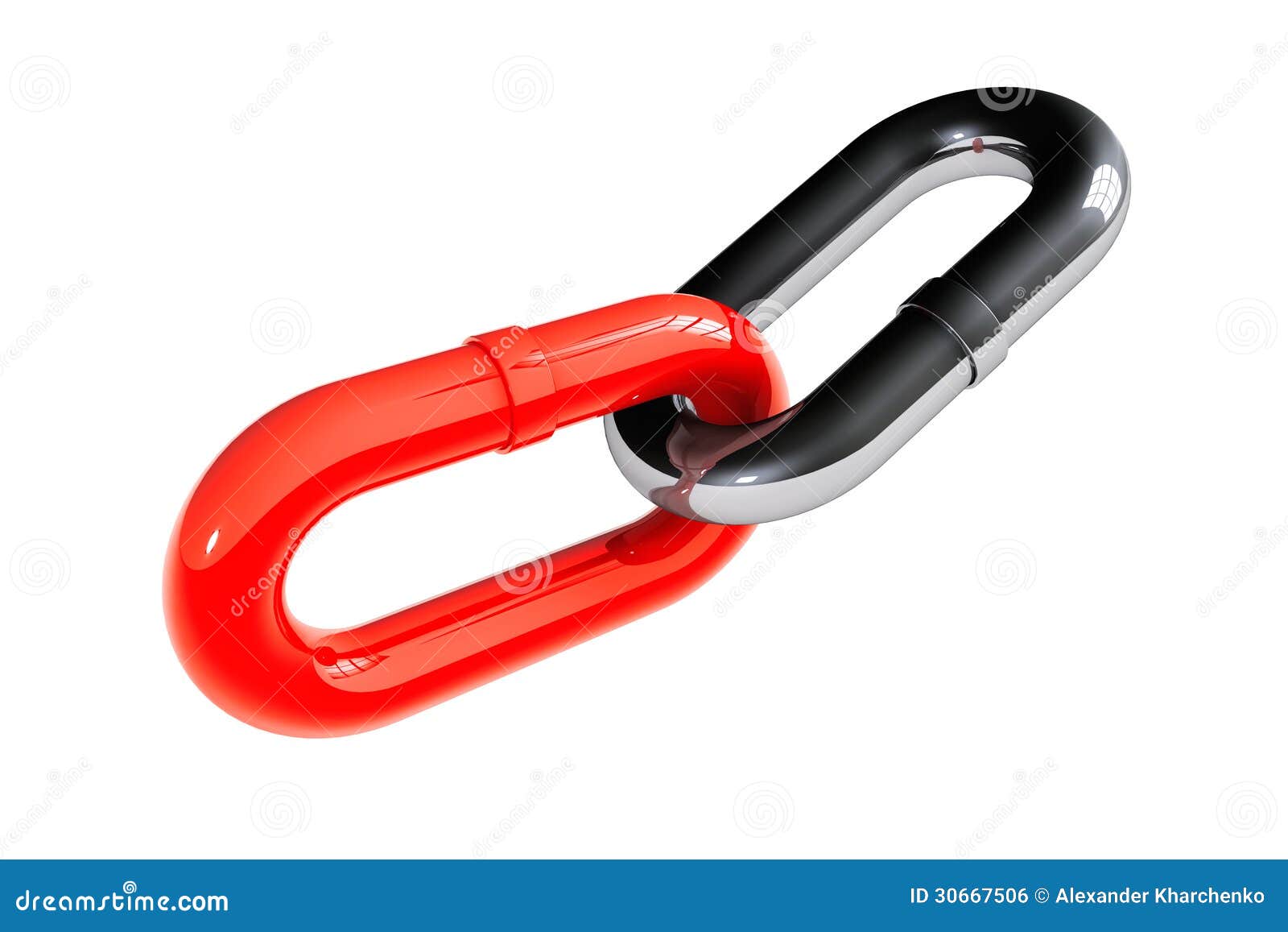 Teamwork Concept. Chrome and Red Chain Link Stock Illustration ...