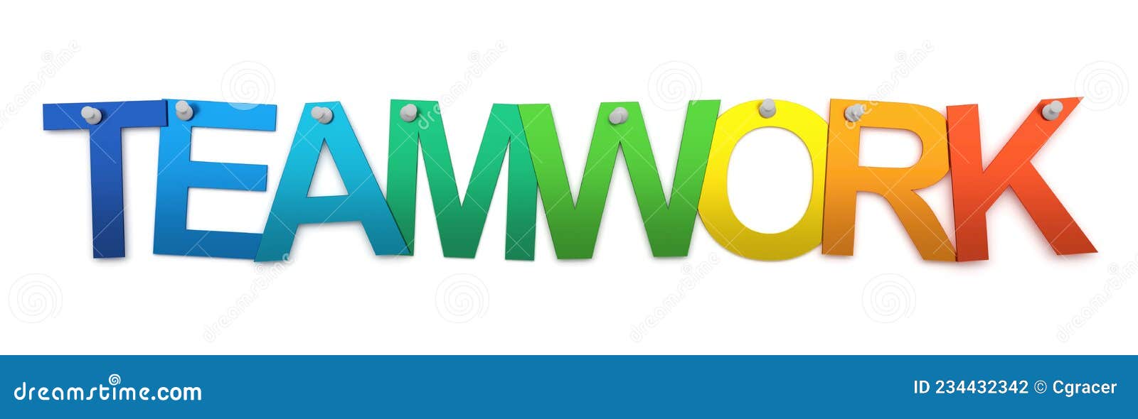 Teamwork Concept. Colorful Letters Pinned on White Wall Stock ...