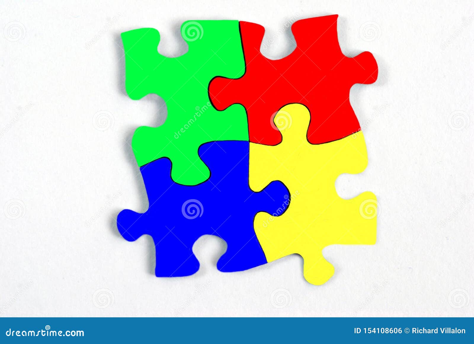 Puzzle Pieces of Different Colors on a White Background Stock Photo ...