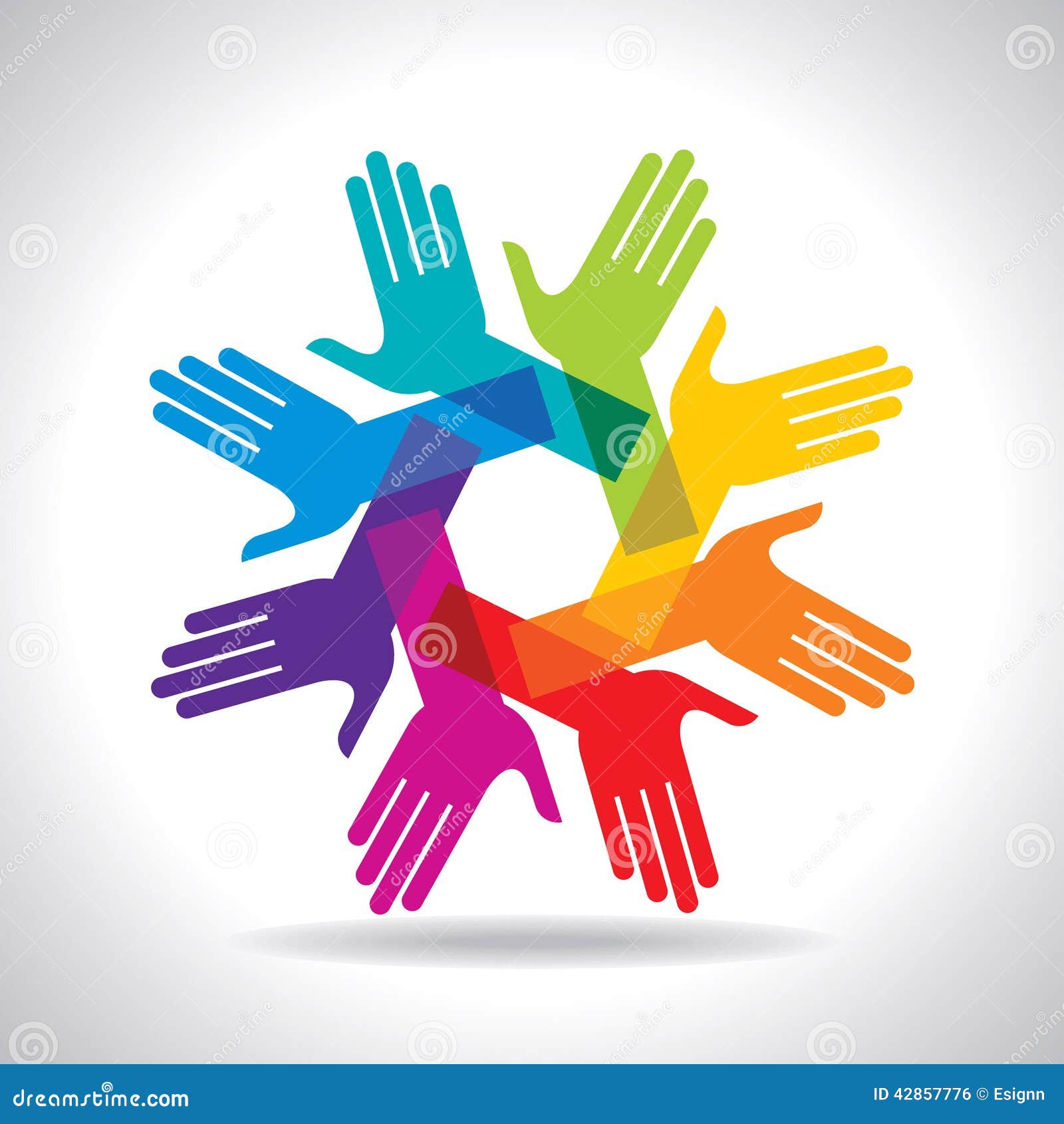 Teamwork Concept, with Colourful Hands Stock Vector - Illustration of ...