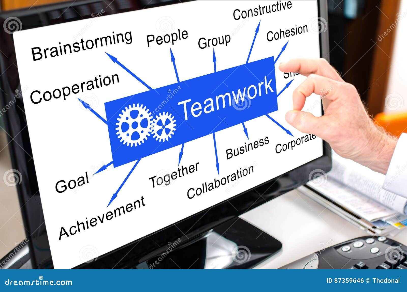 Teamwork Concept on a Computer Monitor Stock Photo - Image of teamwork ...