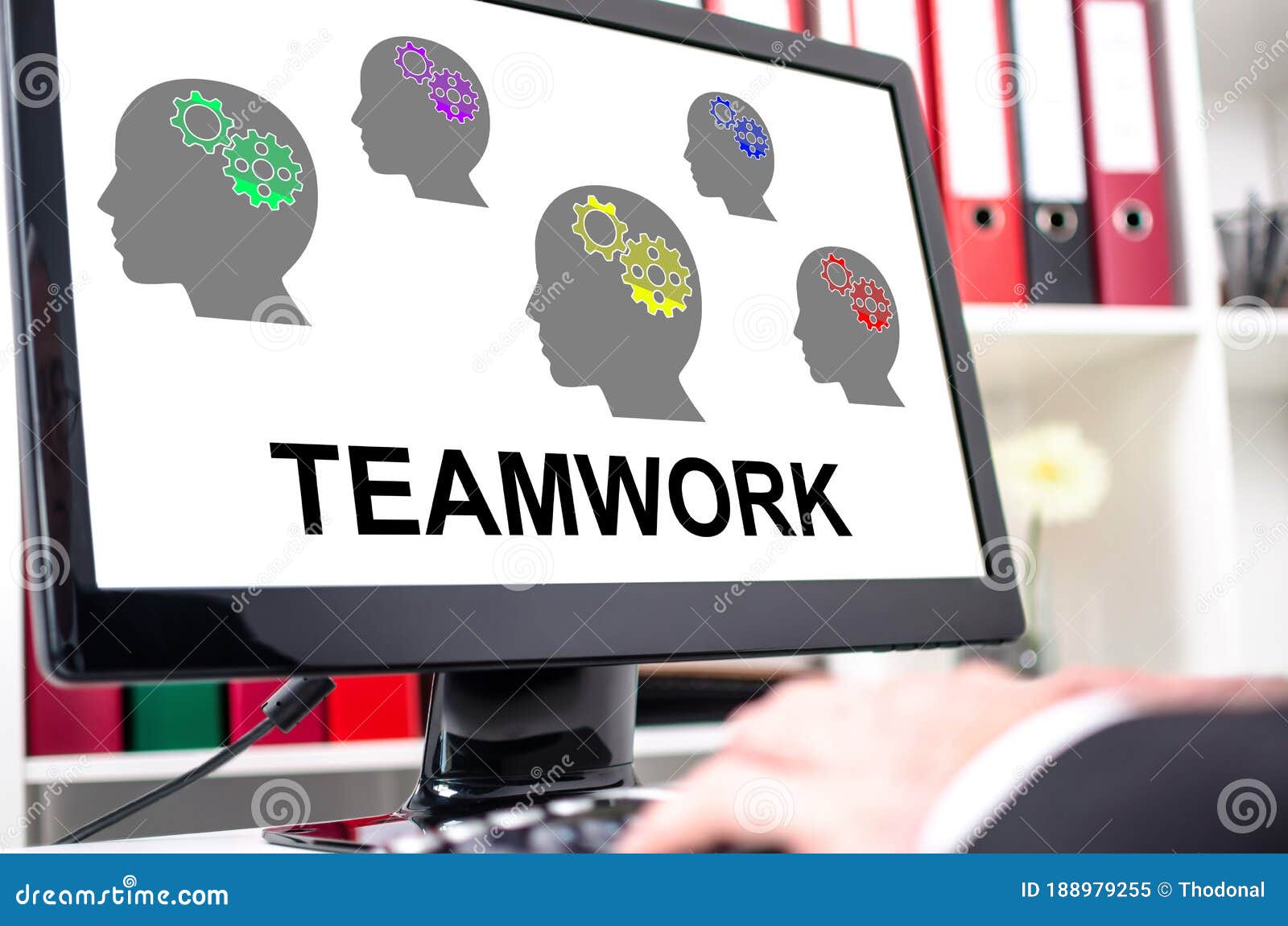 Teamwork Concept on a Computer Screen Stock Image - Image of unity ...