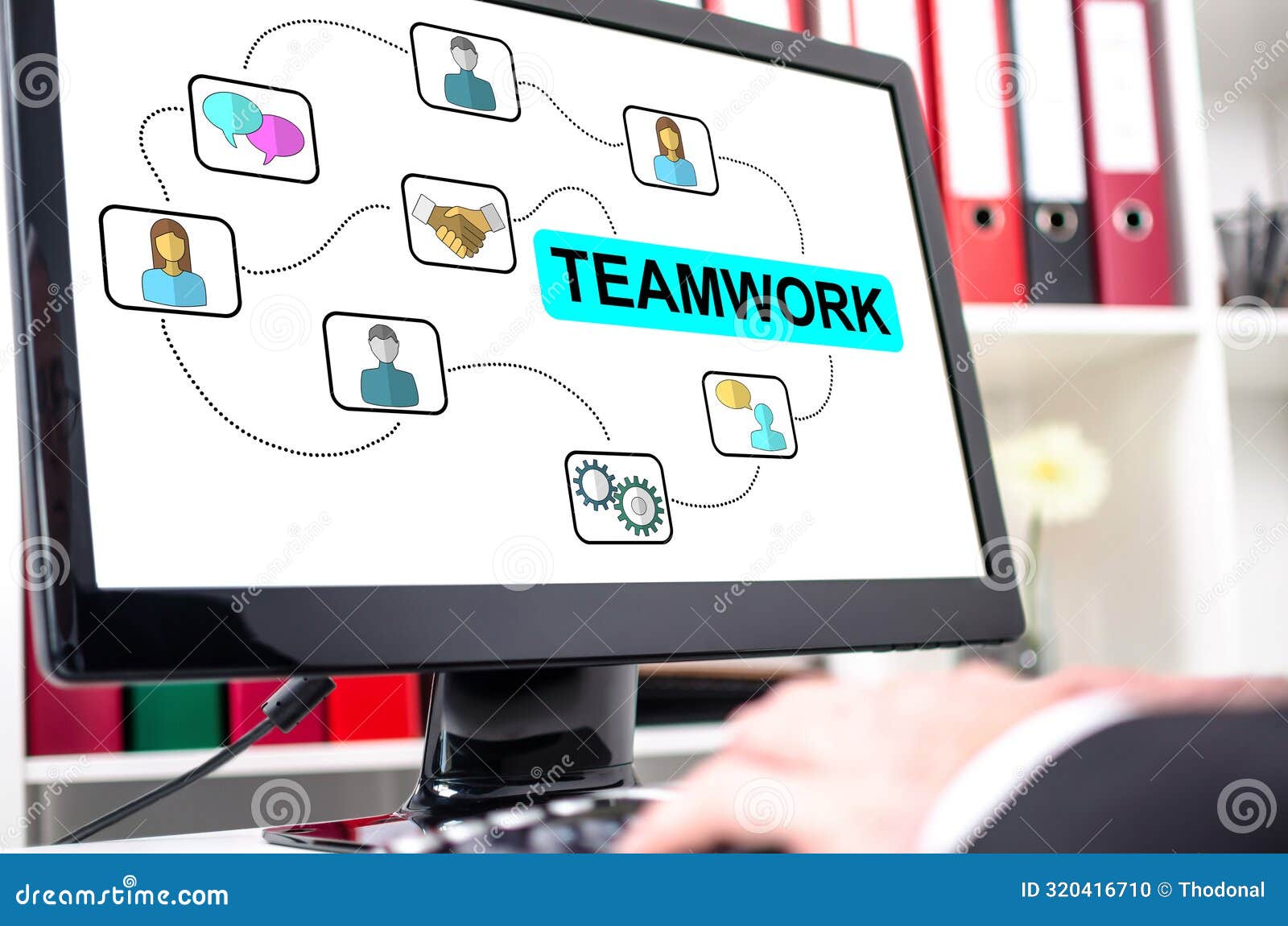 Teamwork Concept on a Computer Screen Stock Photo - Image of team ...