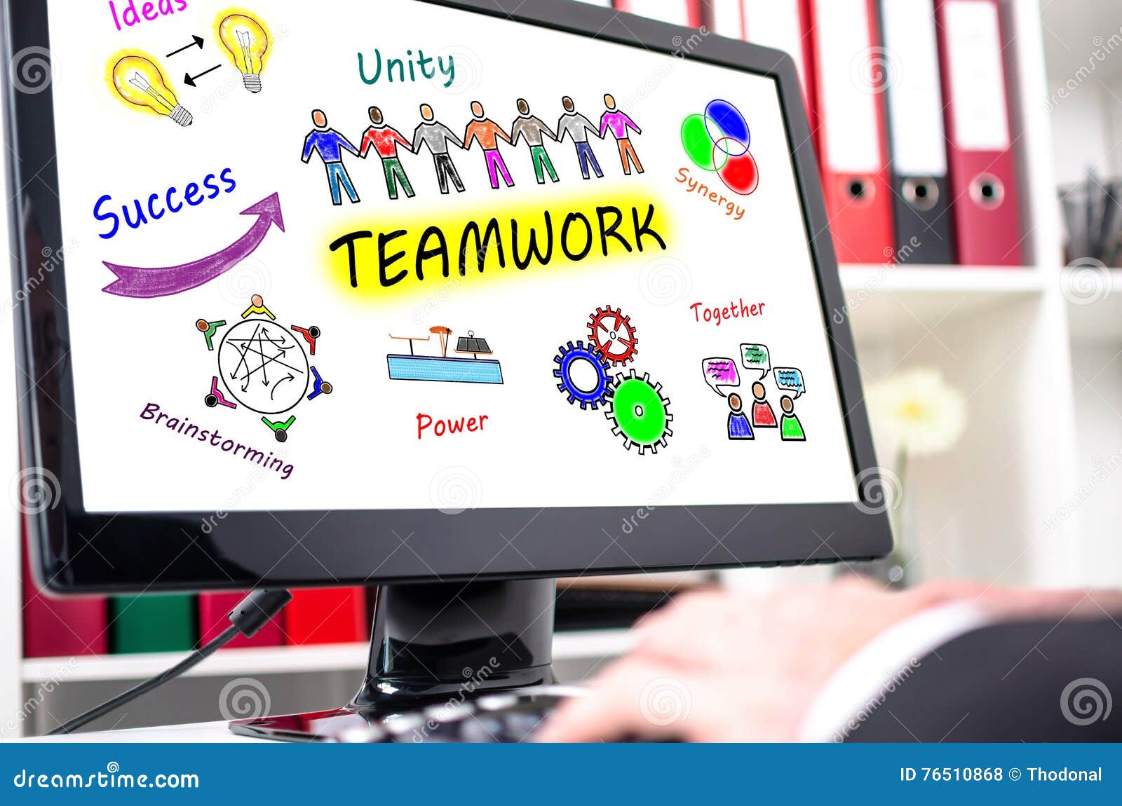 Teamwork Concept on a Computer Screen Stock Photo - Image of screen ...