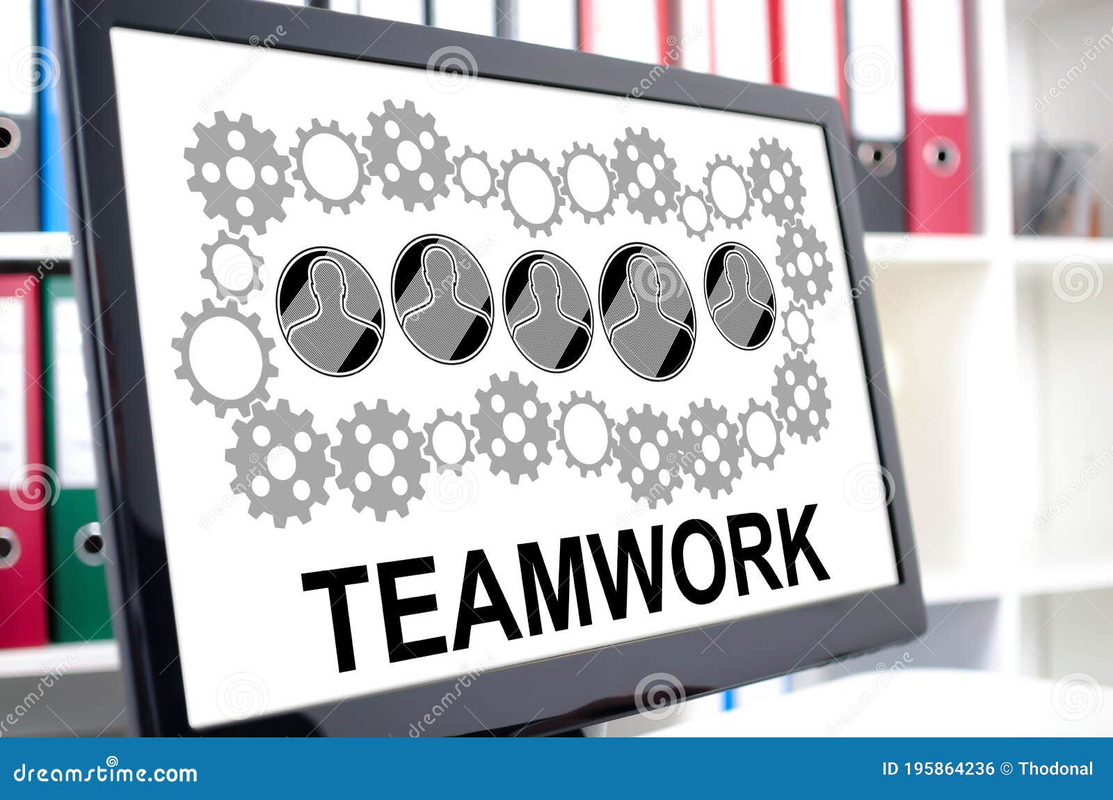 Teamwork Concept on a Computer Screen Stock Photo - Image of teamwork ...