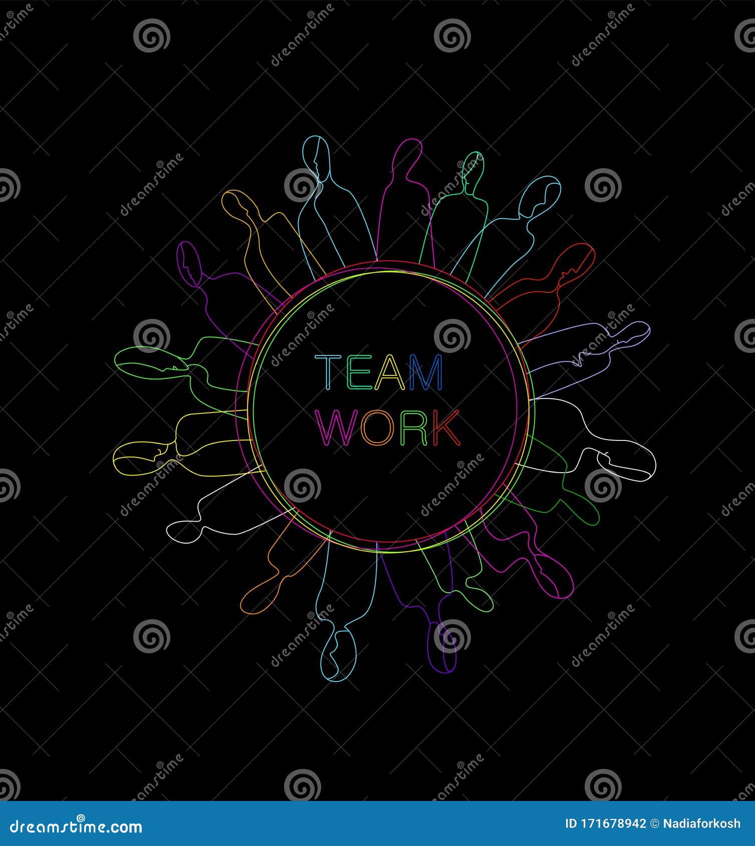Teamwork Concept, Crowd of Vivid Colored People Located on the Colored ...