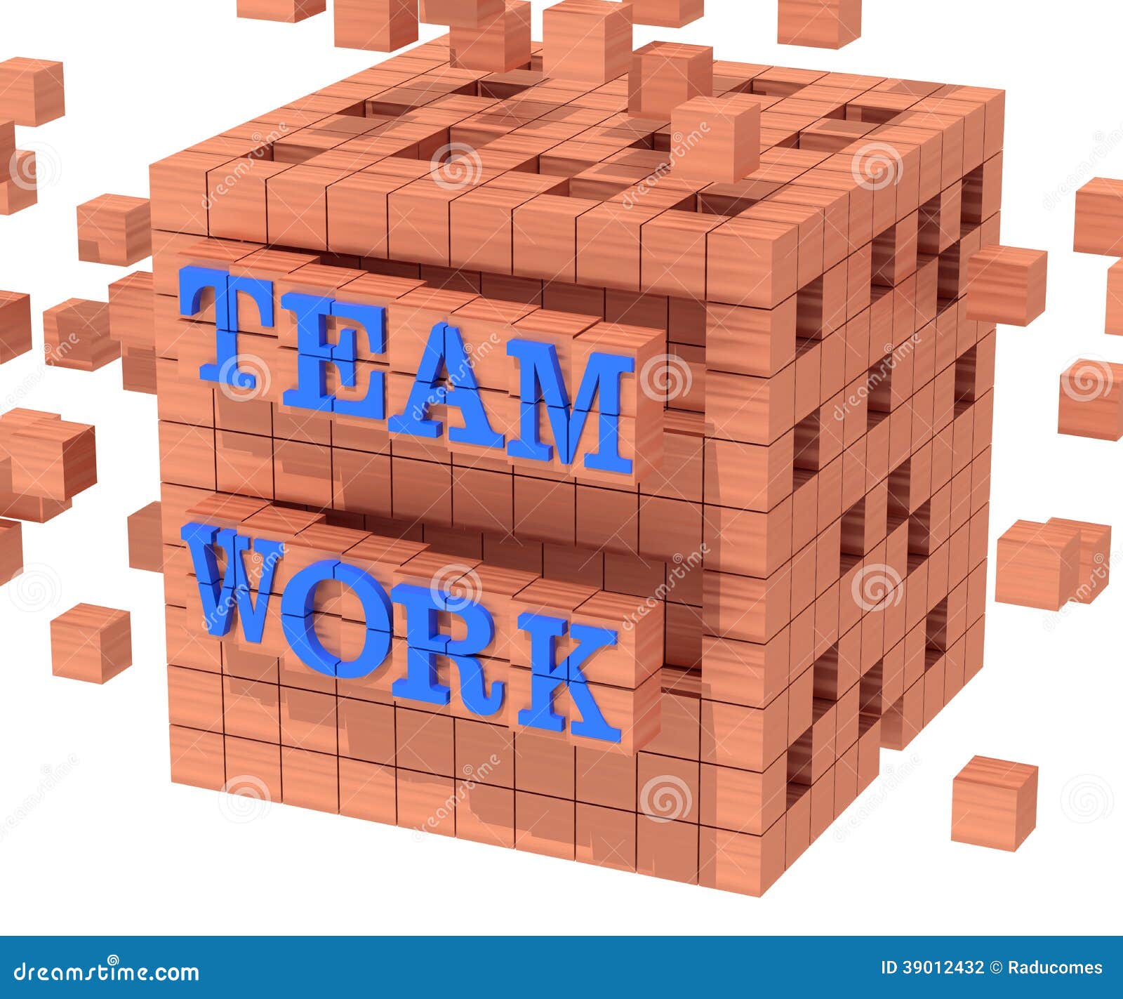 Teamwork Concept - Cube Assembly Stock Illustration - Illustration of ...