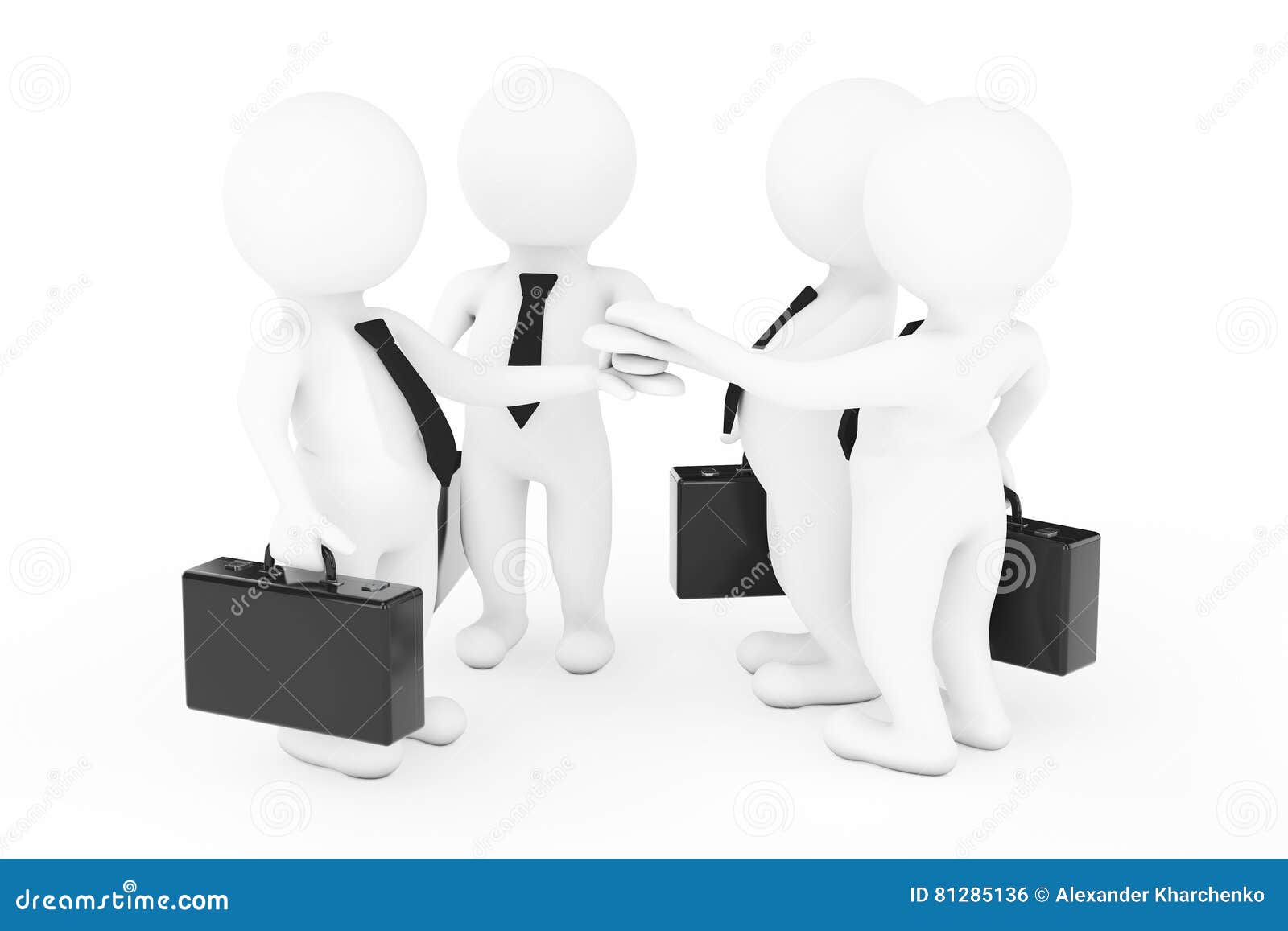 3d Businessmans Team Character Pyramid Shows Hierarchy And Teamwork. 3d ...