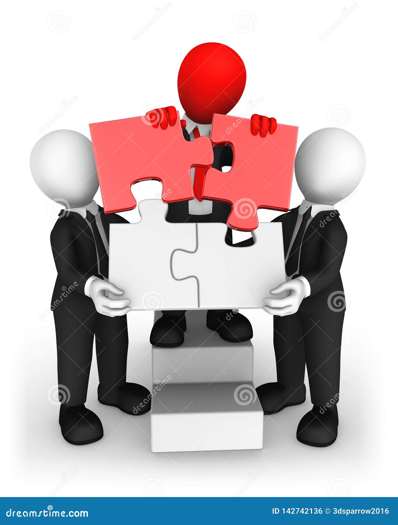 Teamwork Concept, 3d Small Business People Stock Illustration ...