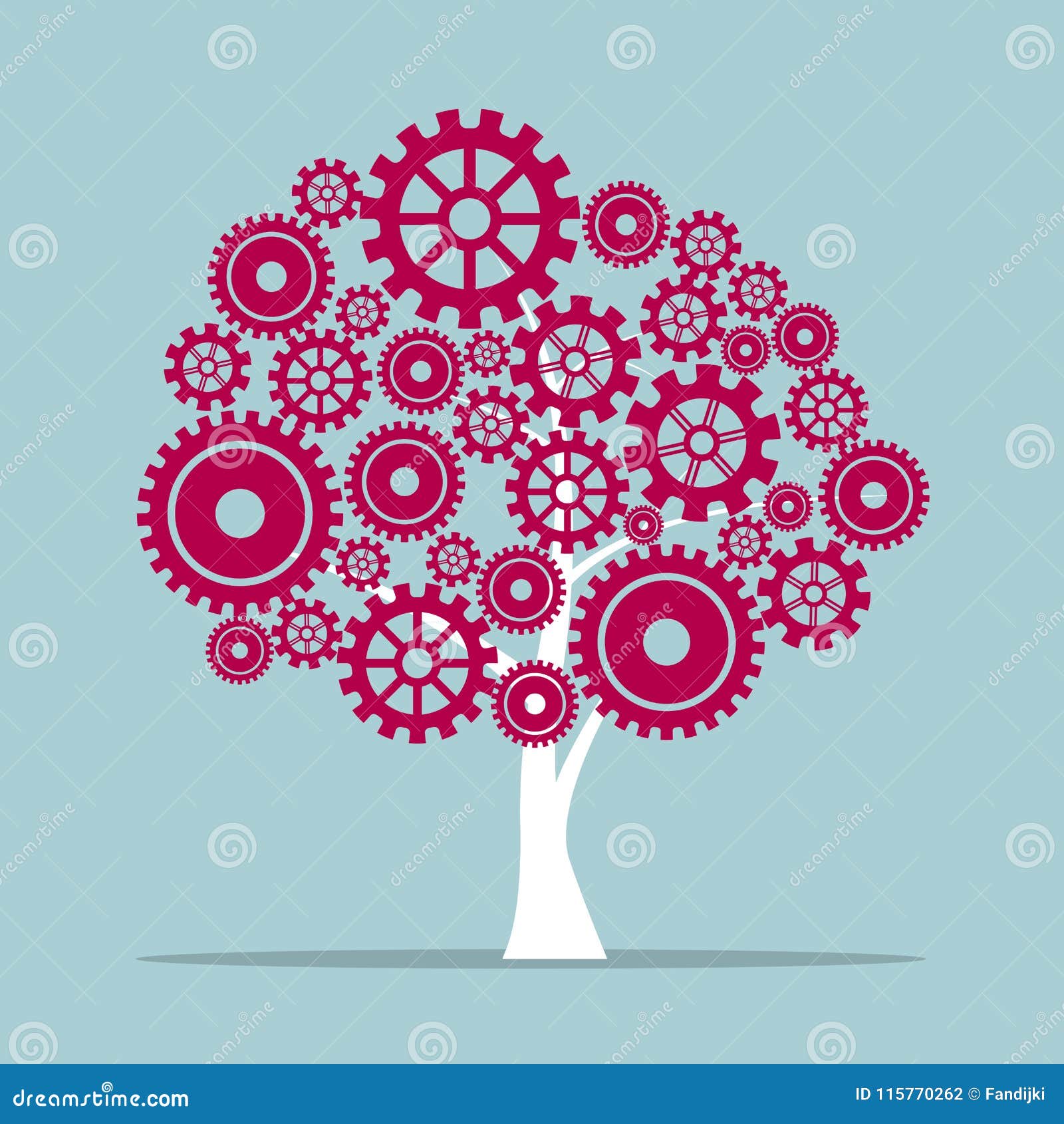 Teamwork Concept Design, Tree Made of Gears. Stock Vector ...