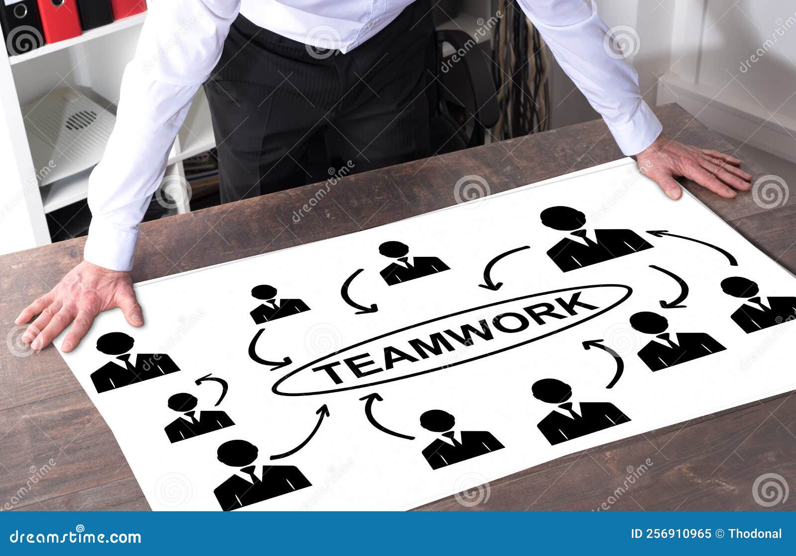 Teamwork concept on a desk stock image. Image of team - 256910965