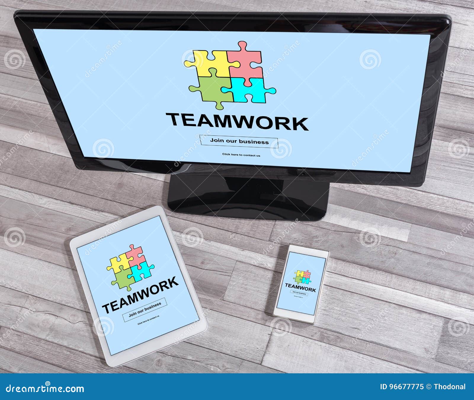 Teamwork Concept on Different Devices Stock Image - Image of technology ...