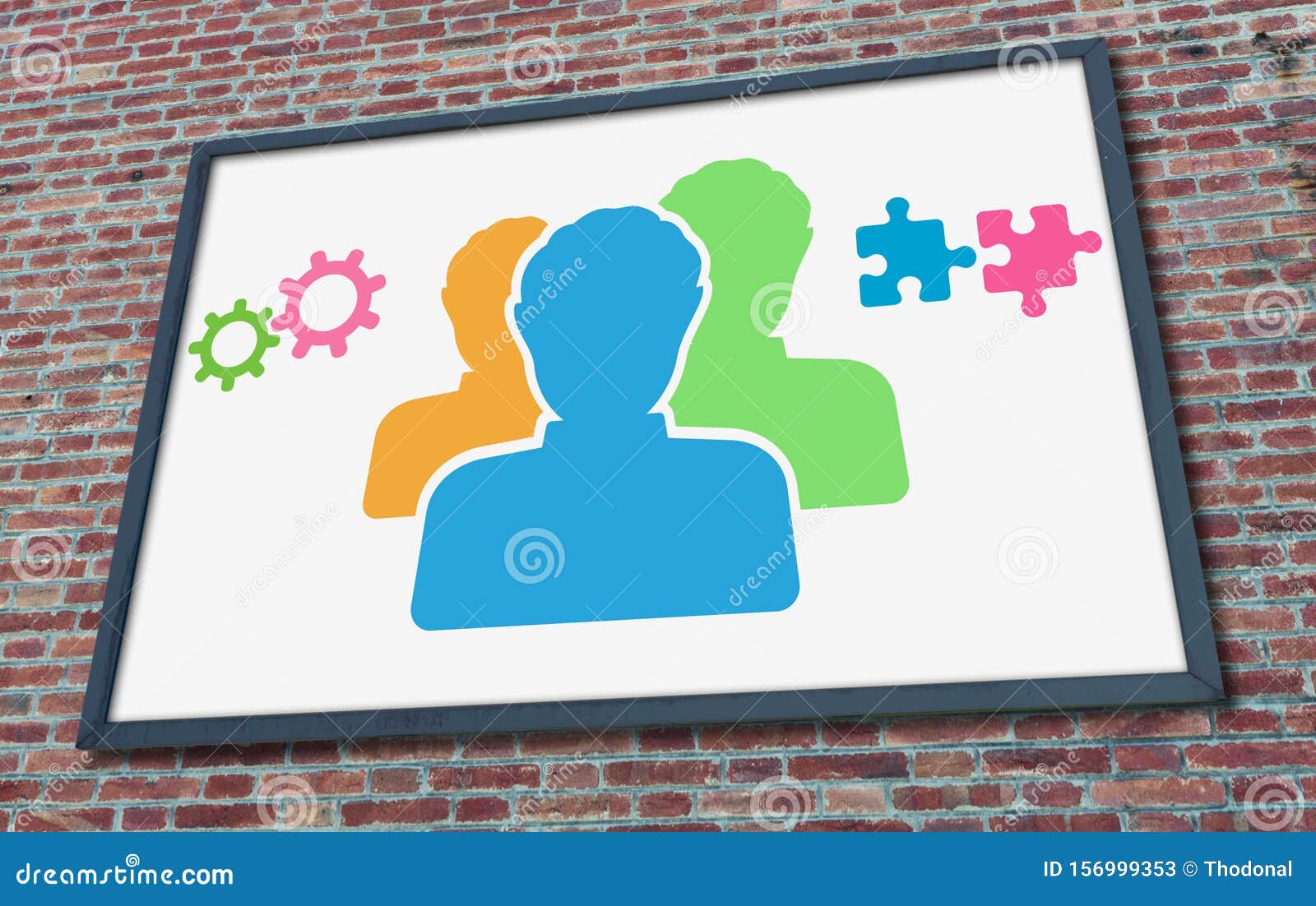 Teamwork Concept on a Billboard Stock Image - Image of union, puzzle ...
