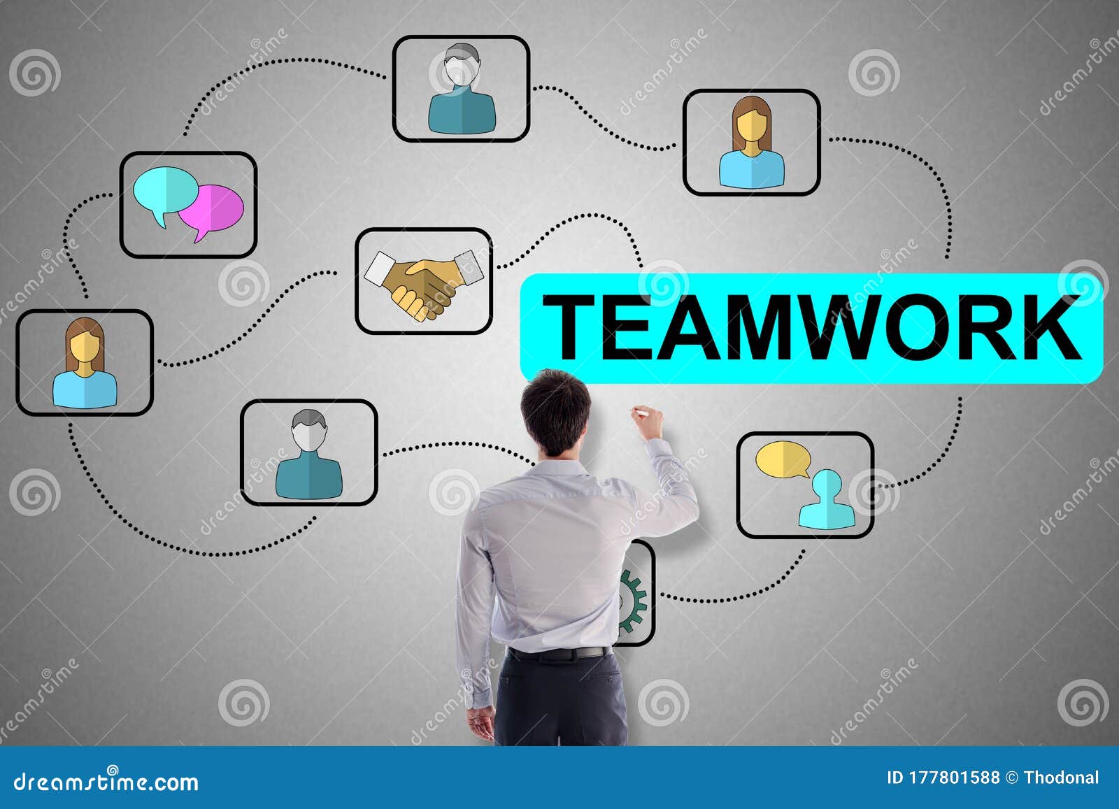 Teamwork Concept Drawn by a Man Stock Photo - Image of person, strategy ...