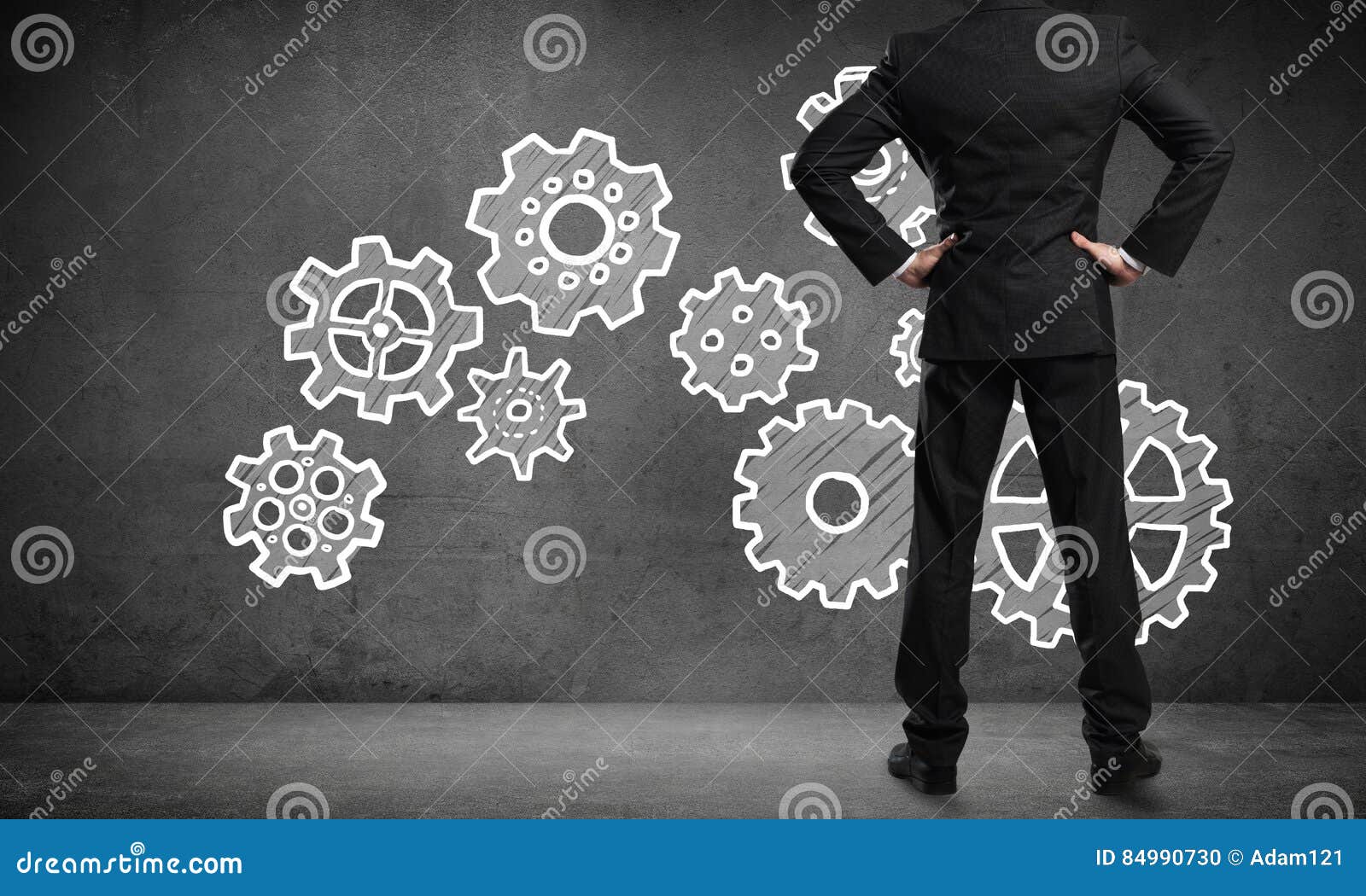 Teamwork Concept Drawn on Wall Stock Photo - Image of gear, machinery ...
