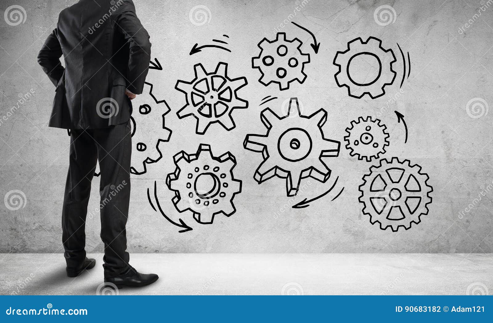 Teamwork Concept Drawn on Wall Stock Photo - Image of strategy ...