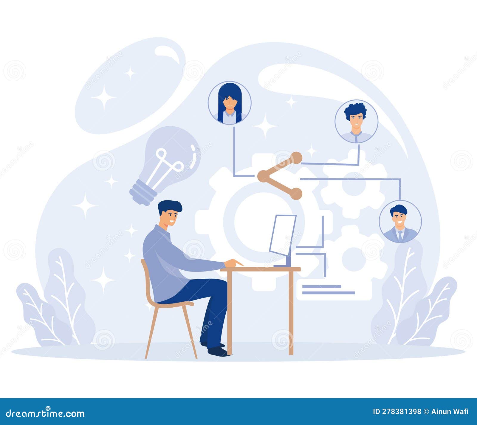 Teamwork Concept, Employee Sharing, New Team Members, Stock Vector ...