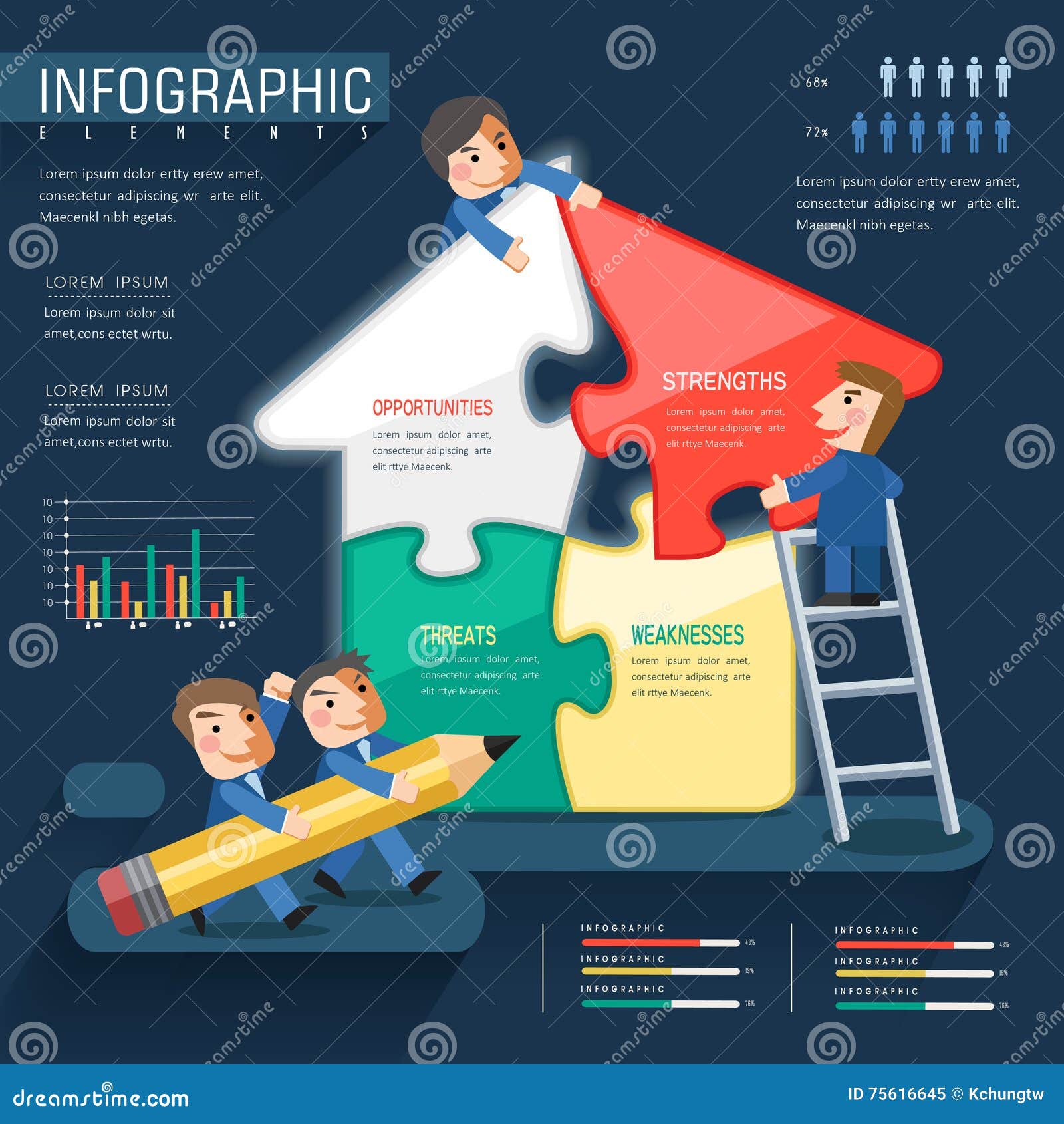 Teamwork Concept Flat Design Stock Illustration - Illustration of help ...