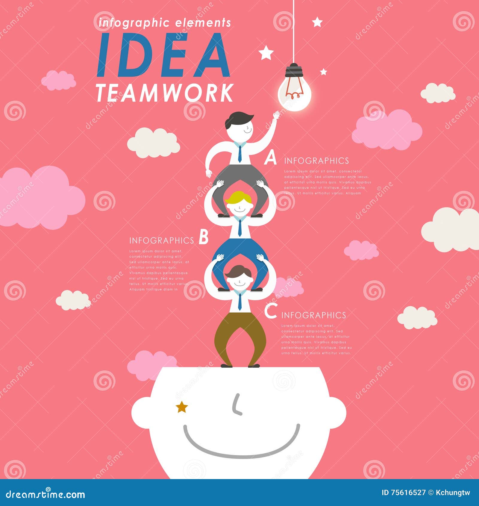 Teamwork Concept Flat Design Stock Illustration - Illustration of ...