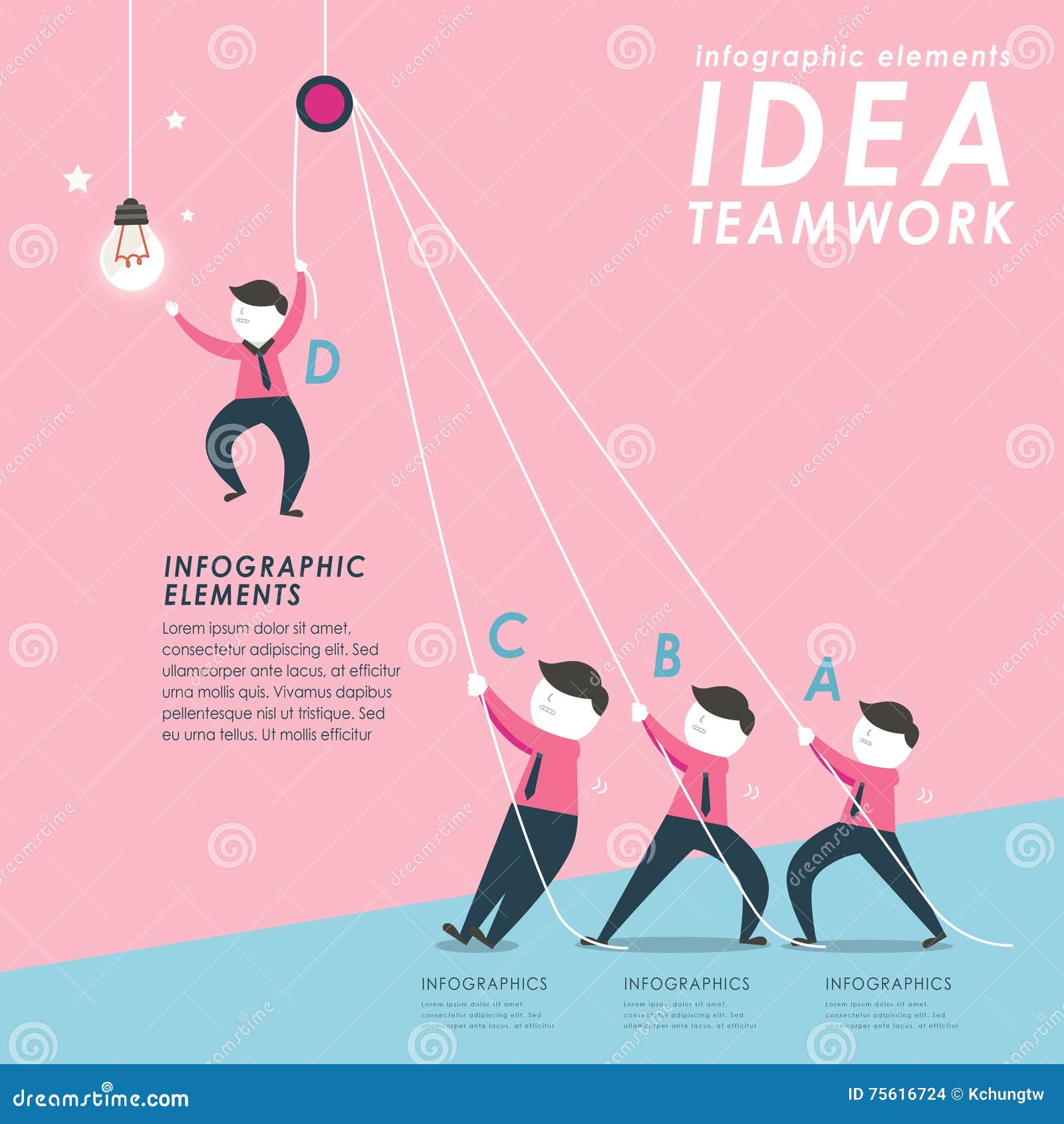 Teamwork Concept Flat Design Stock Illustration - Illustration of ...