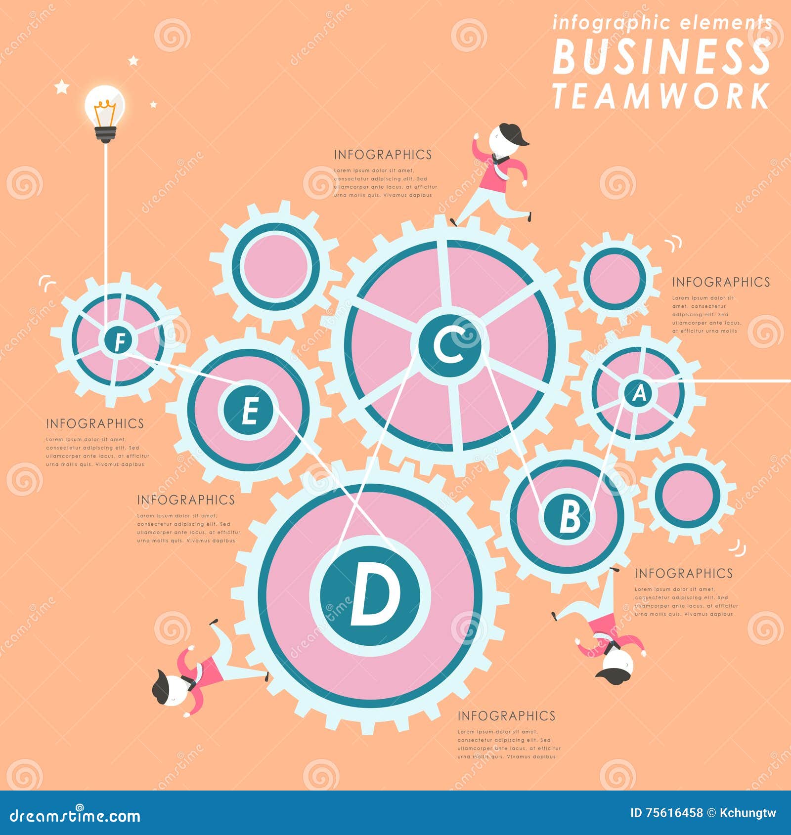 Teamwork Concept Flat Design Stock Illustration - Illustration of ...