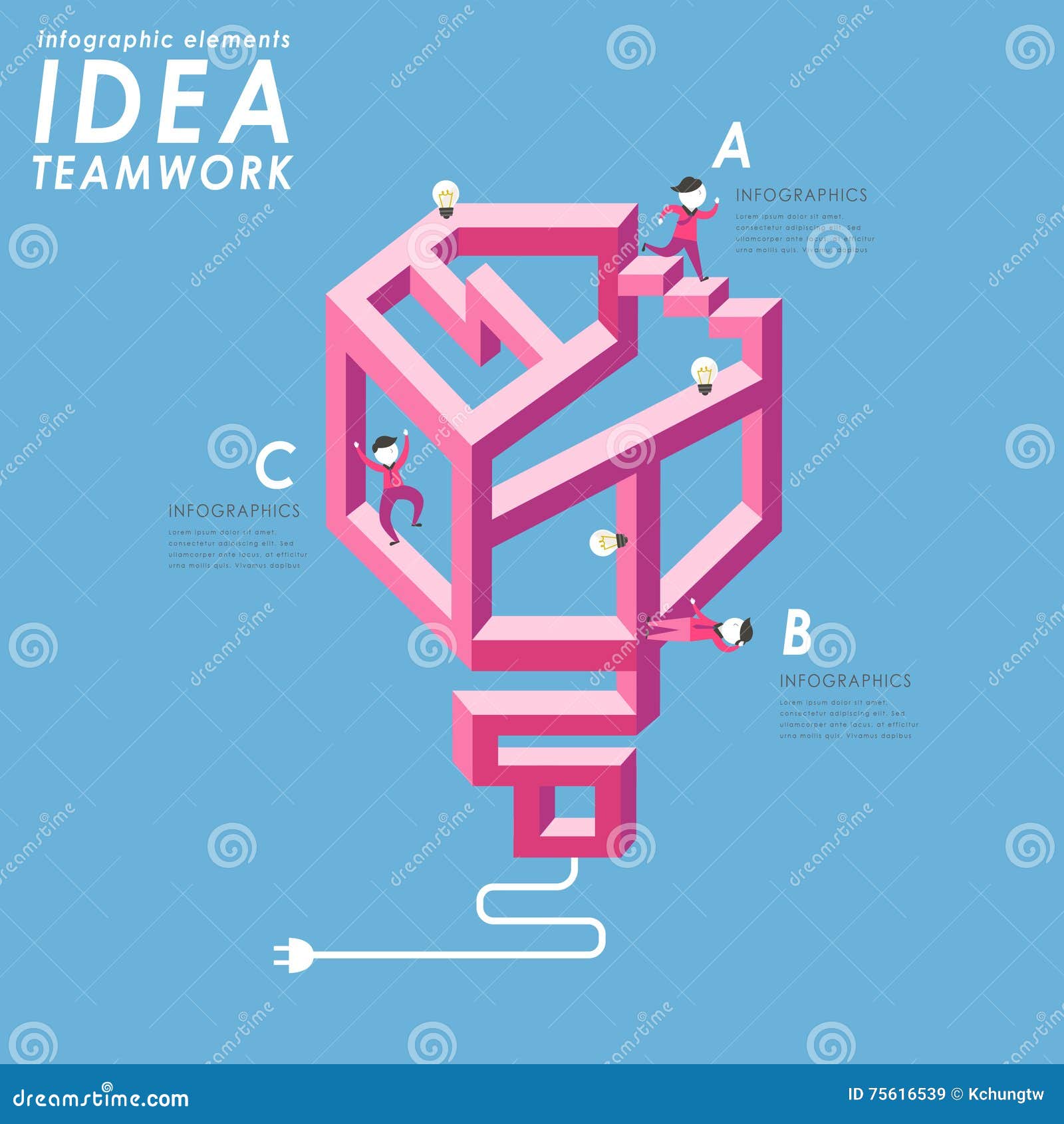 Teamwork Concept Flat Design Stock Illustration - Illustration of ...