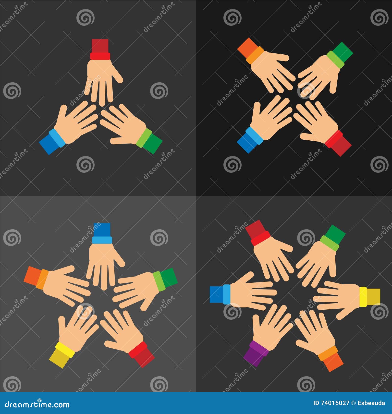 Teamwork Concept with Group of Hands Stock Vector - Illustration of ...